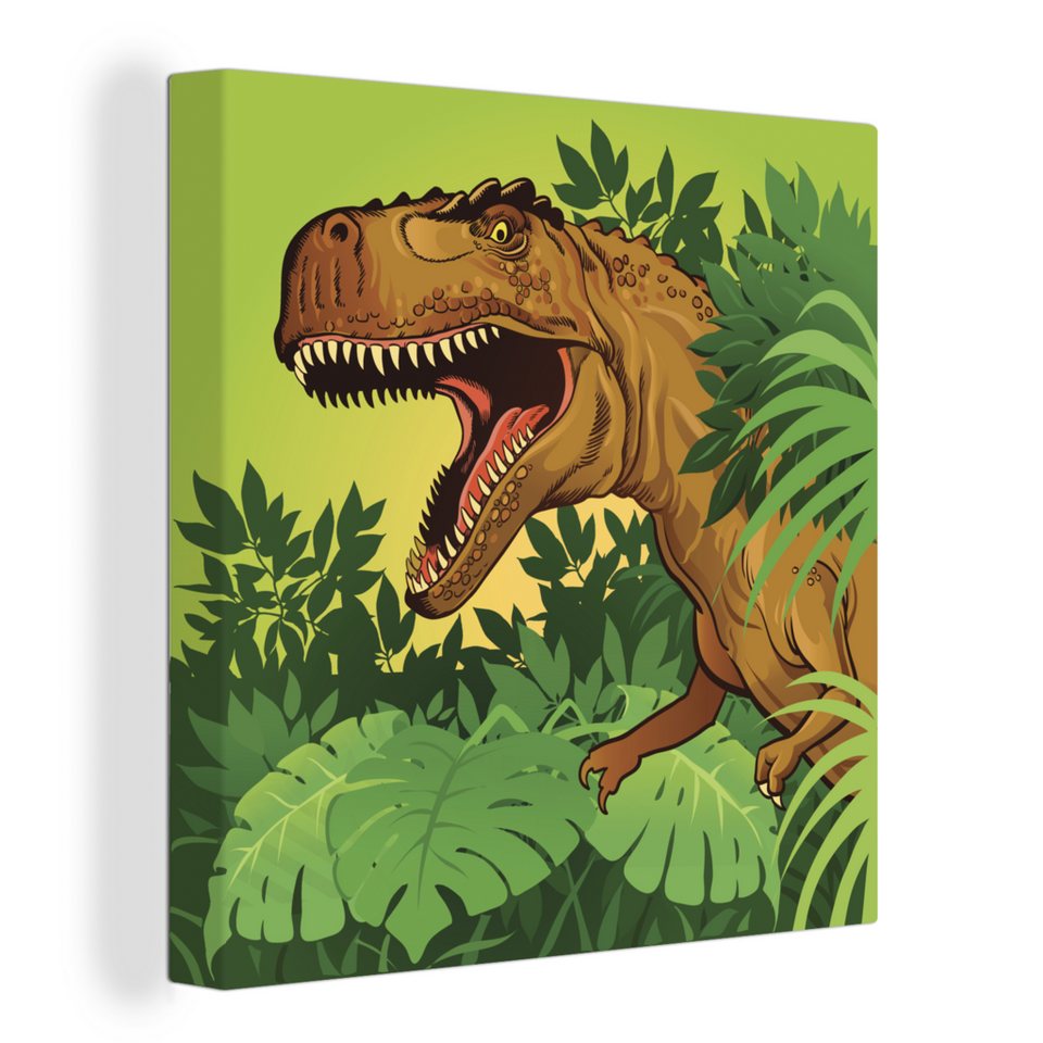Onemillioncanvasses® Leinwandbild Dinosaurier Pflanzen Braun