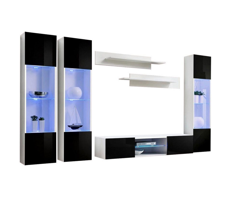 Jvmoebel Wohnzimmer Set Wohnwand Tv Ständer Sideboard Hänge Vitrine