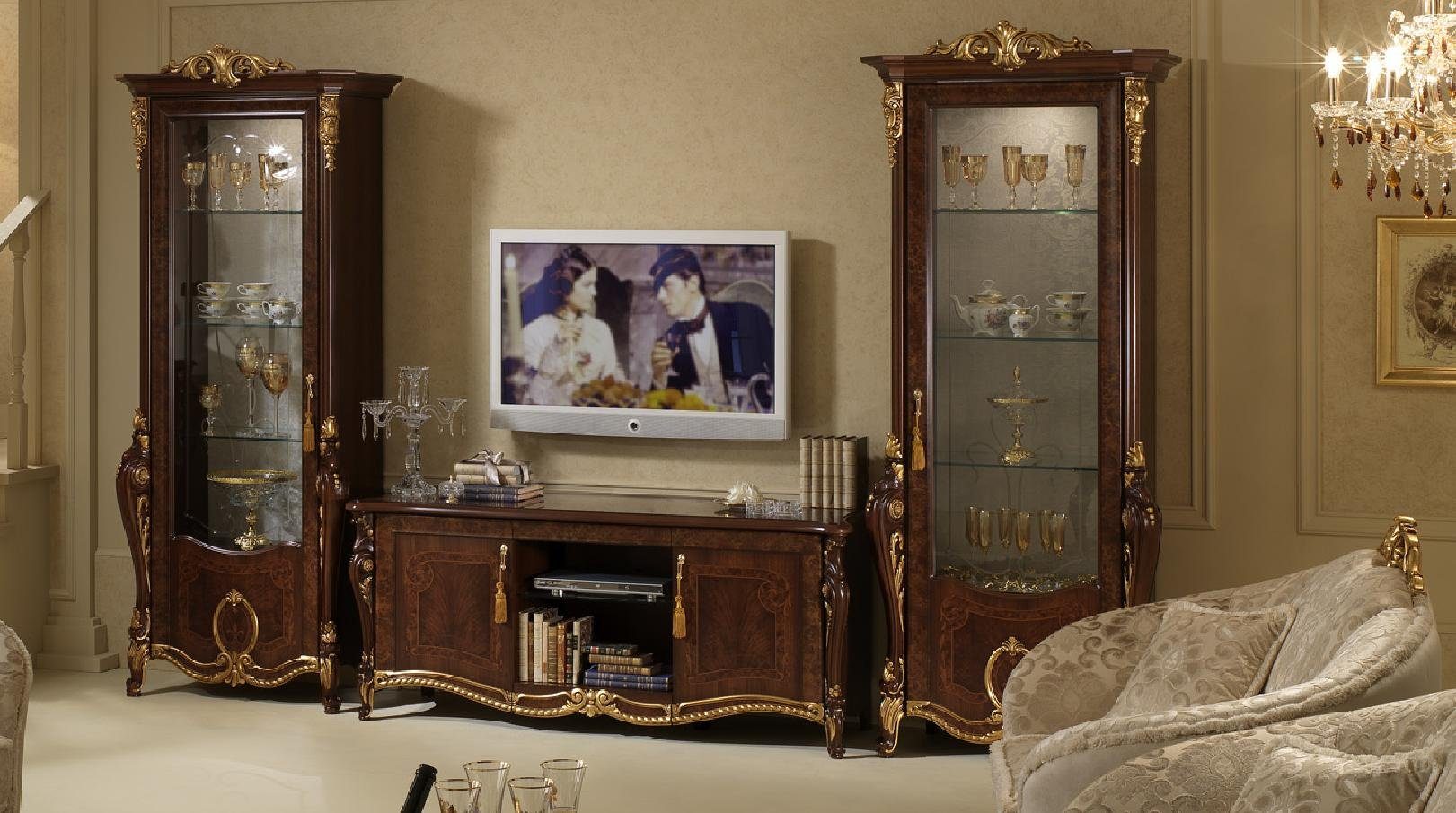Jvmoebel Wohnzimmer Set Arredoclassic™ Klassisch Wohnwand Vitrine