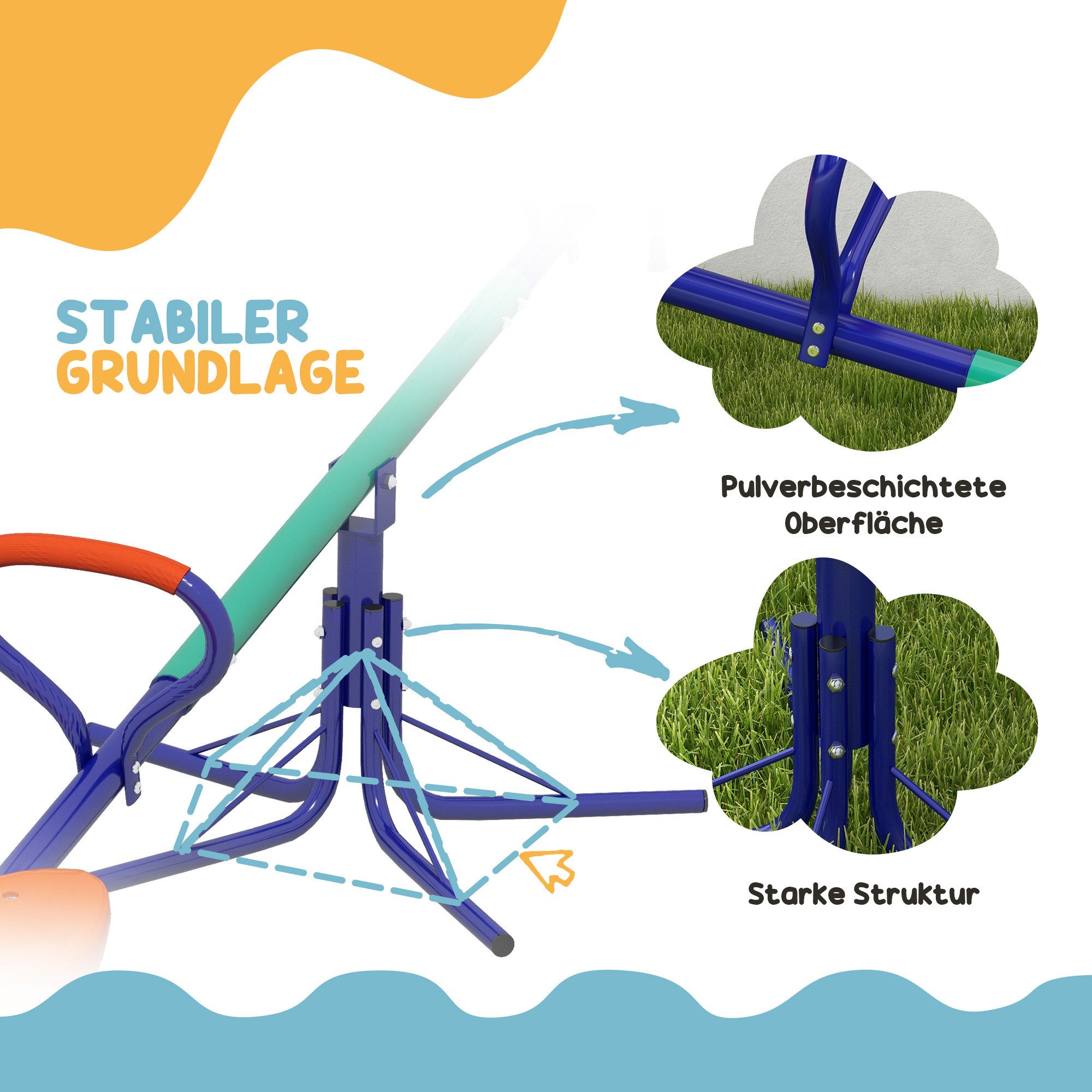 Outsunny Wippe Outdoor Kinder (360° drehbare Kinderwippe, 1-tlg ...