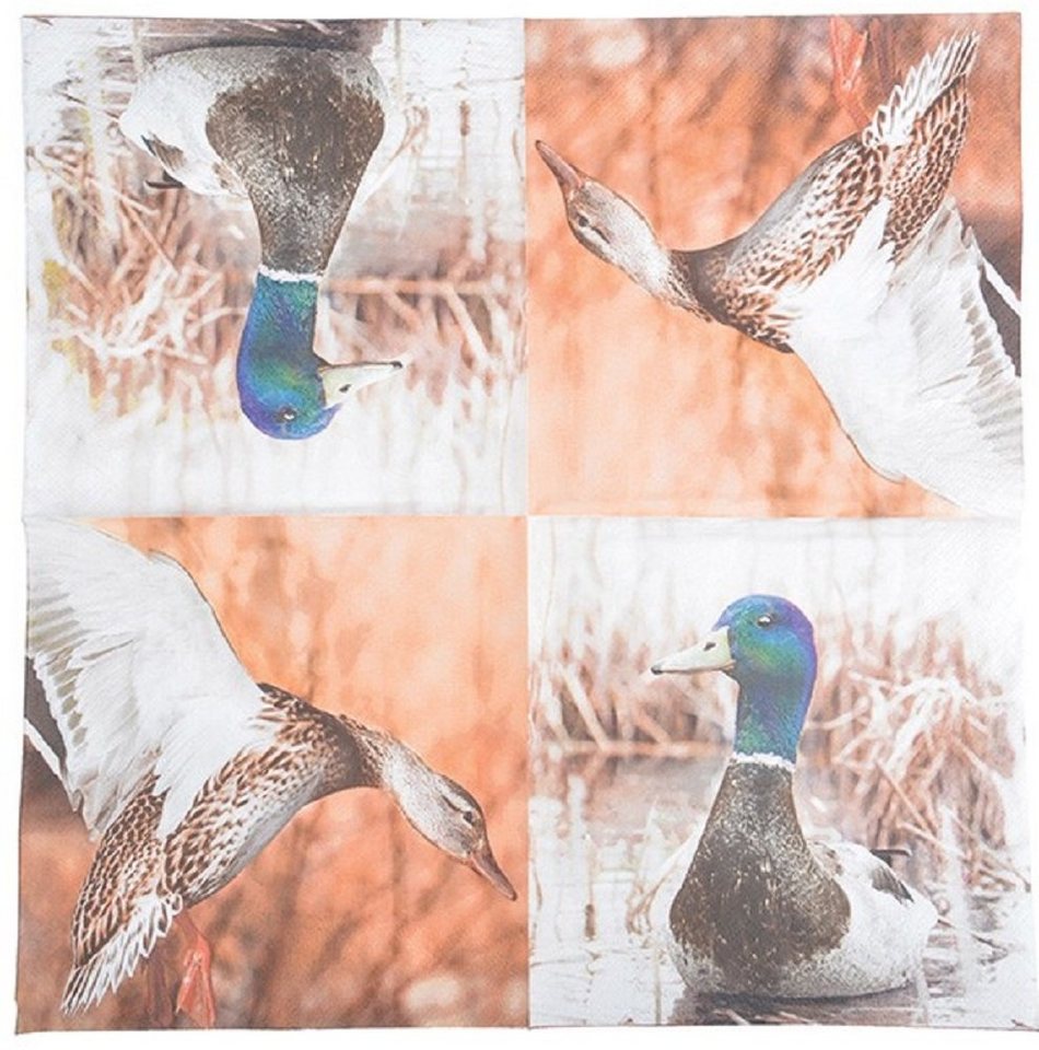 Linoows Papierserviette 20 Servietten Mit Wildenten Jagdmotiv