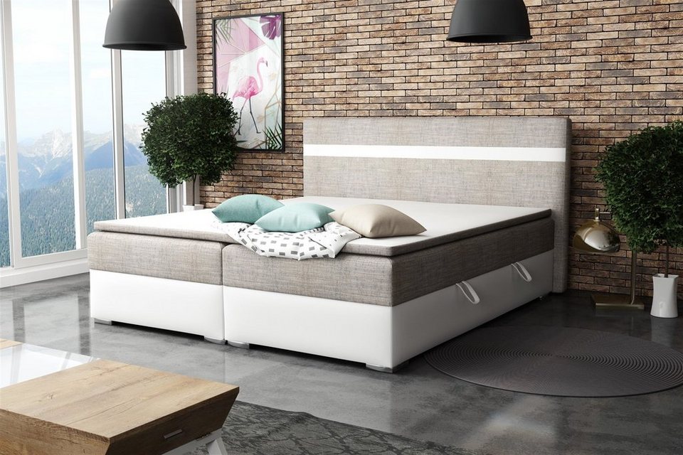 Fun Möbel Boxspringbett Boxspringbett Schlafzimmerbett Dawid In Stoffkunstleder Inkl