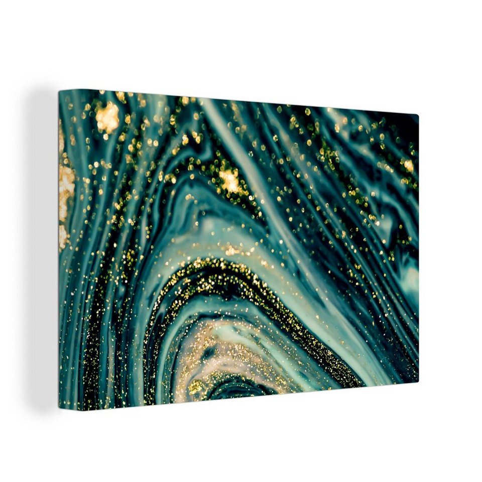 Onemillioncanvasses® Leinwandbild Marmoroptik Luxus Gold Türkis