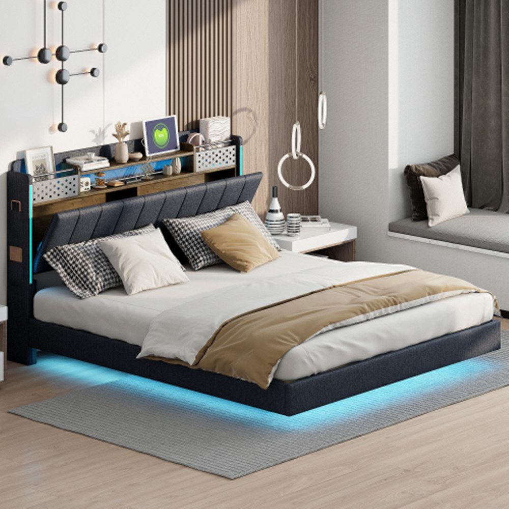 Xdeer Polsterbett Polsterbett Mit Led Beleuchtung Und Usb Steckdose