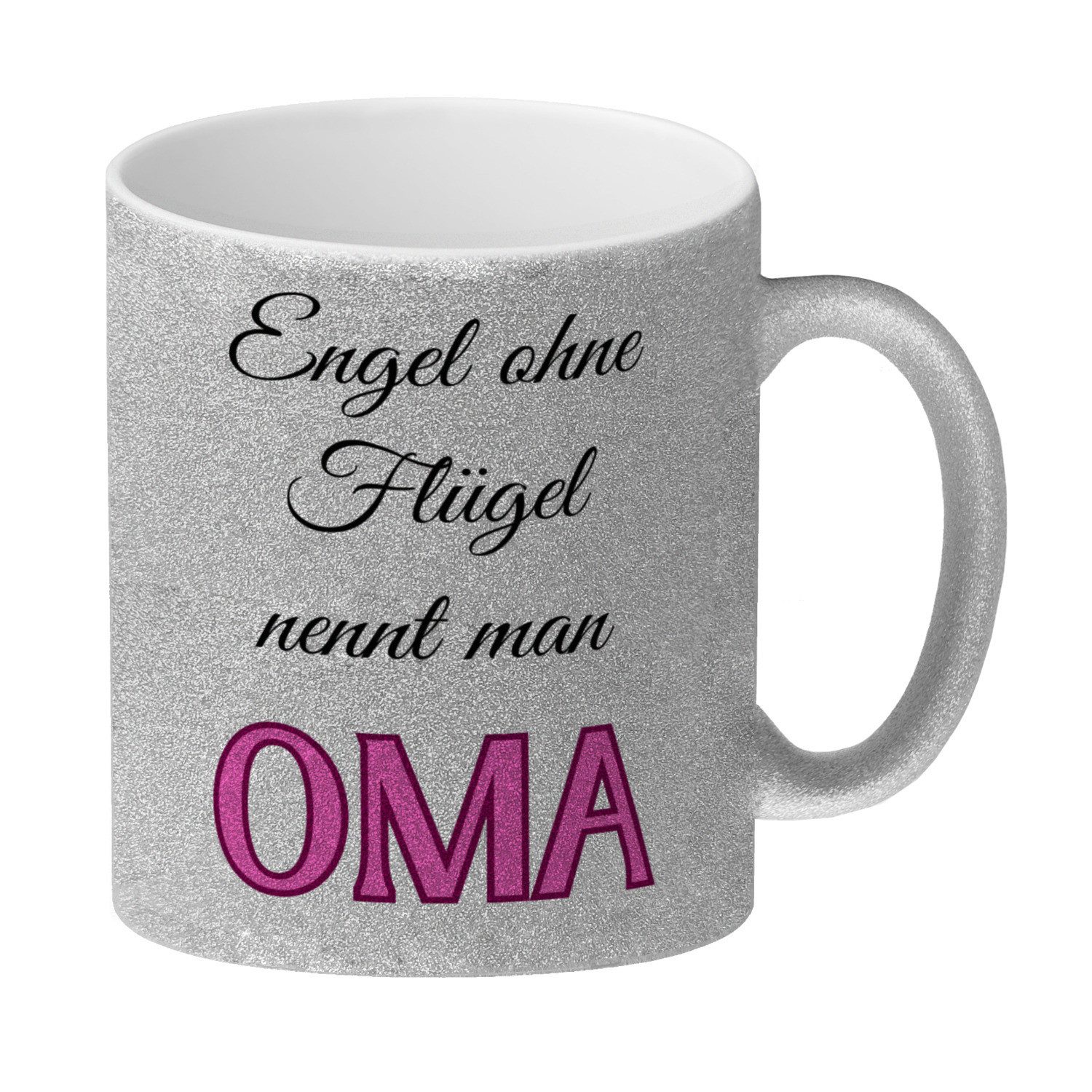 Speecheese Tasse Oma Glitzer Kaffeebecher Mit Spruch Engel Ohne Flügel