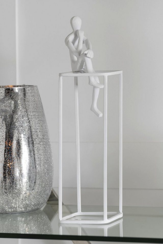 Gilde Dekoobjekt 2er Set Moderne Denker Skulpturen Aus Weißem Aluminium