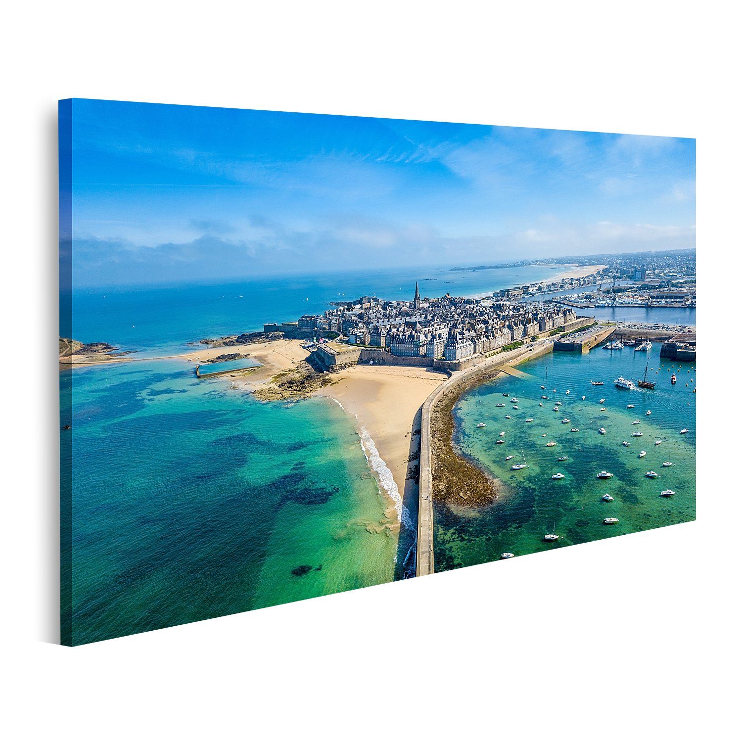 islandburner Leinwandbild »Bild auf Leinwand Luftaufnahme der schönen Stadt der Freibeuter Saint ...