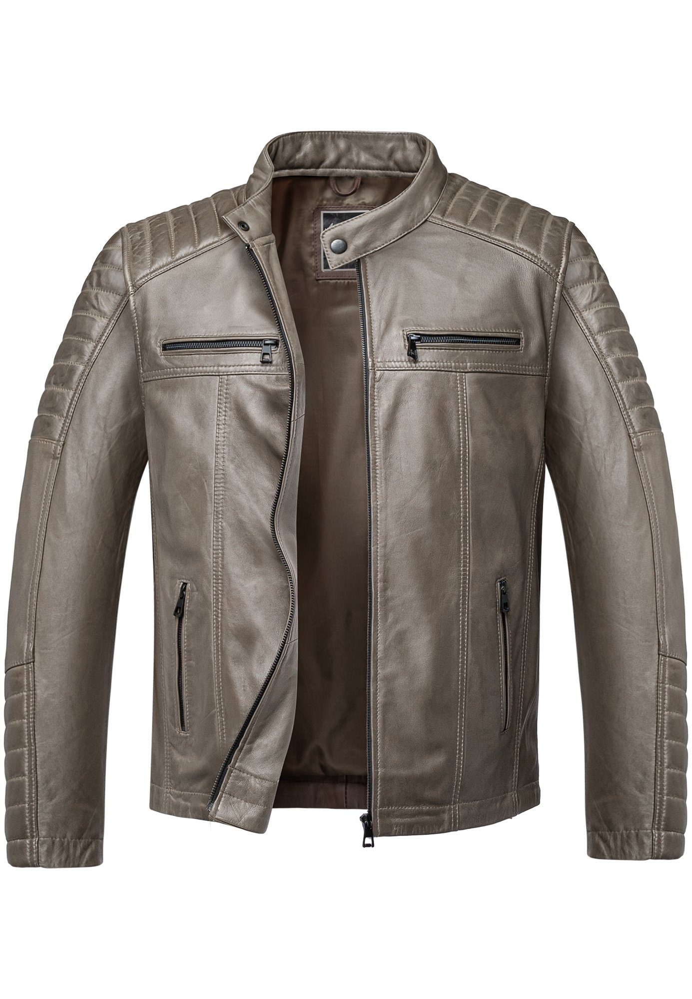Amaci&Sons Lederjacke Ventura Lederjacke Echtleder Herren Biker Zipper ...
