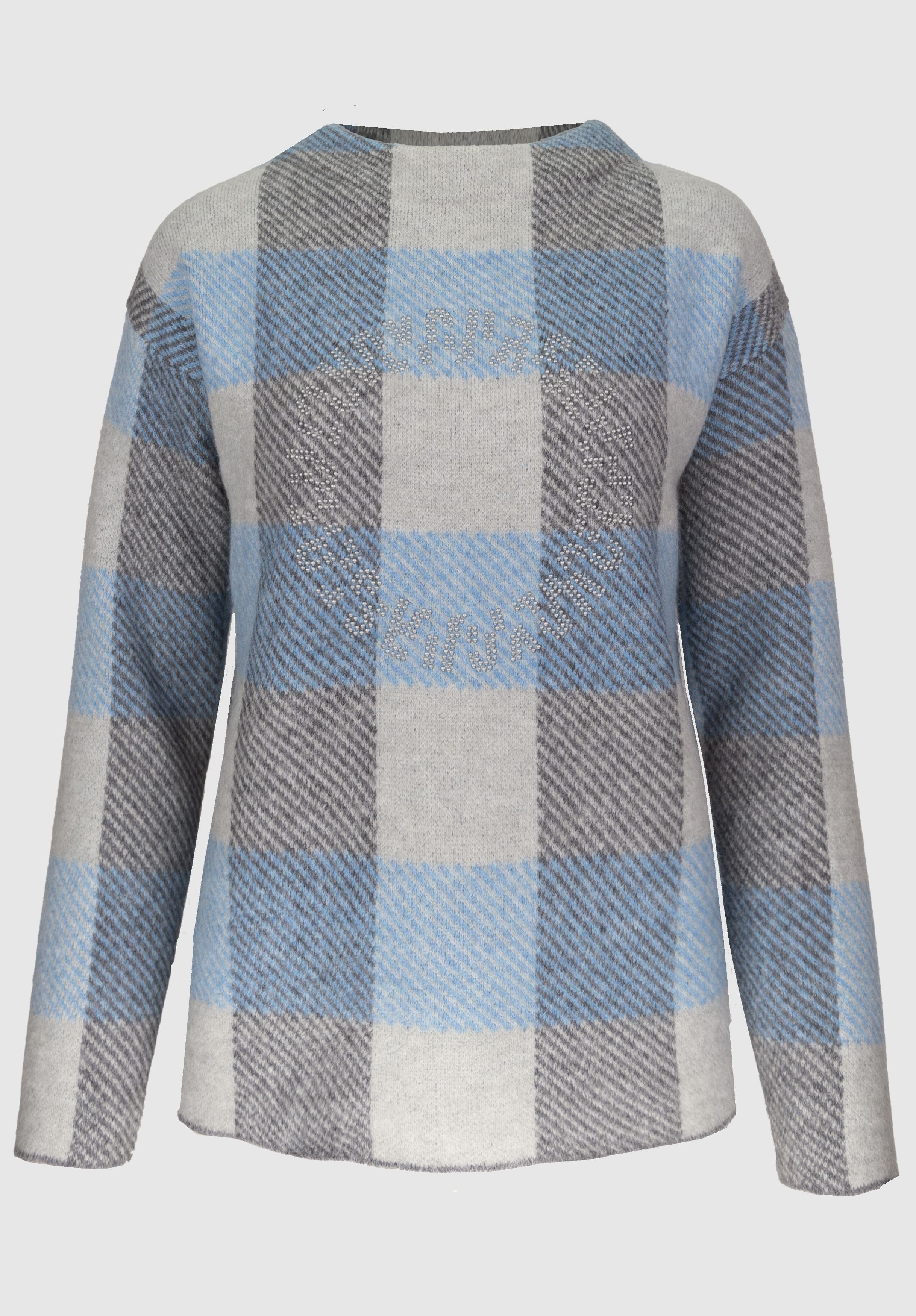 bianca Strickpullover URANUS mit trendy Karo-Dessin und Nietenmotiv