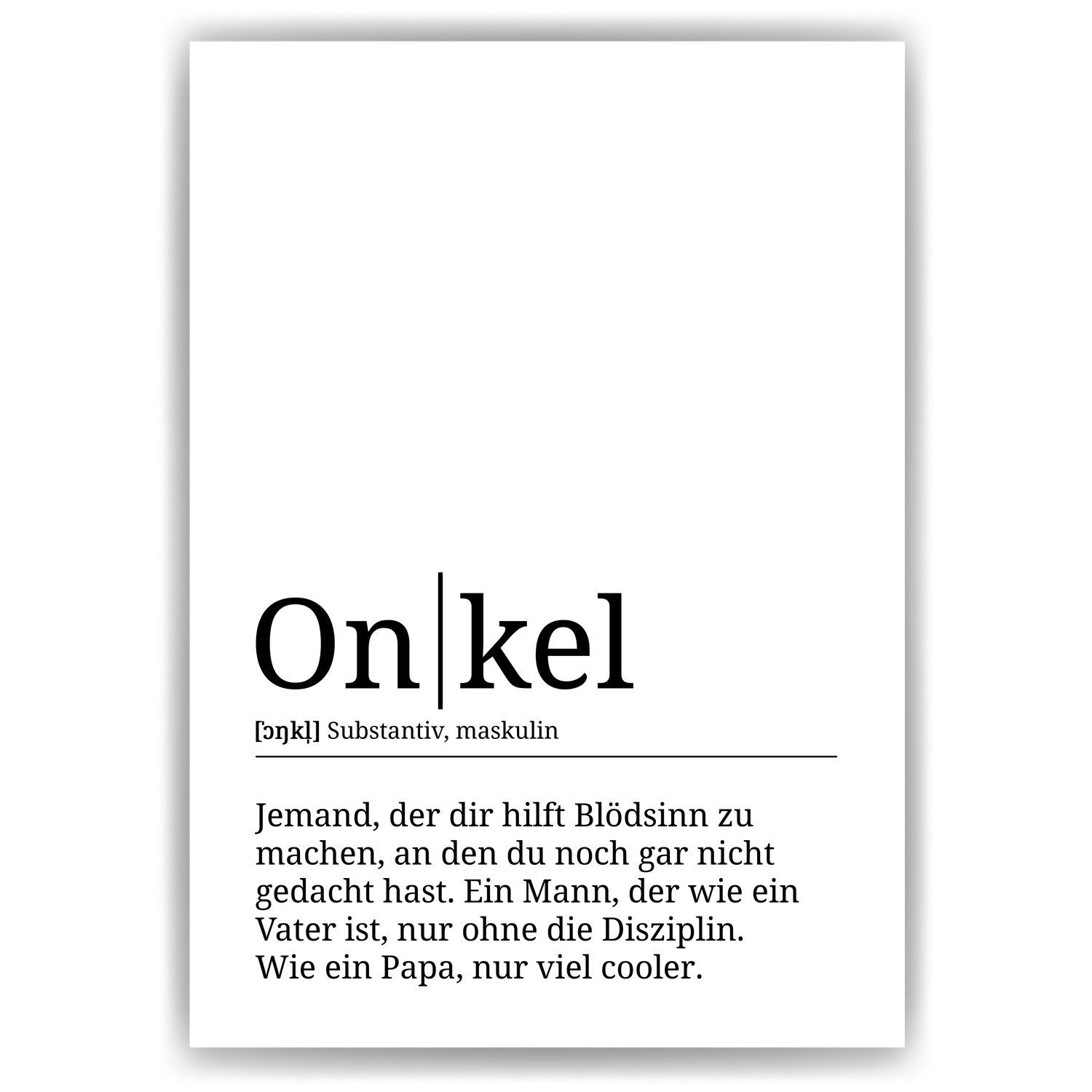 Tigerlino Poster Onkel Definition Wandbild Geburtstag Onkel Geschenk, Print