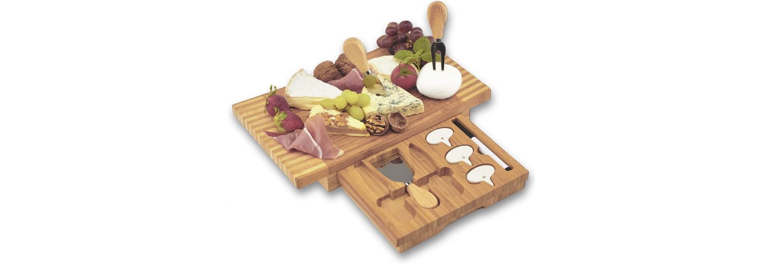 Dimono Käsebrett »Deluxe mit 3 Käse-Messern«, (Servier-Brett mit ...