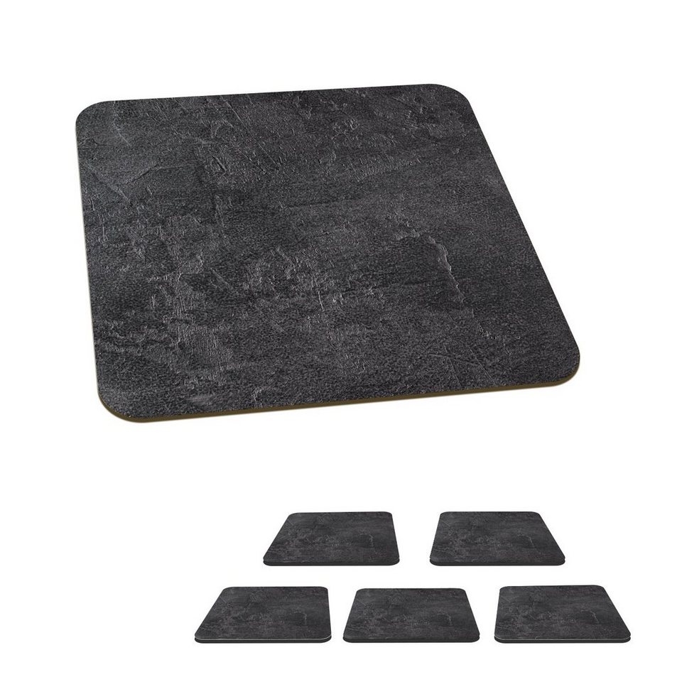 Muchowow Glasuntersetzer Schiefer Beton Naturstein Grau