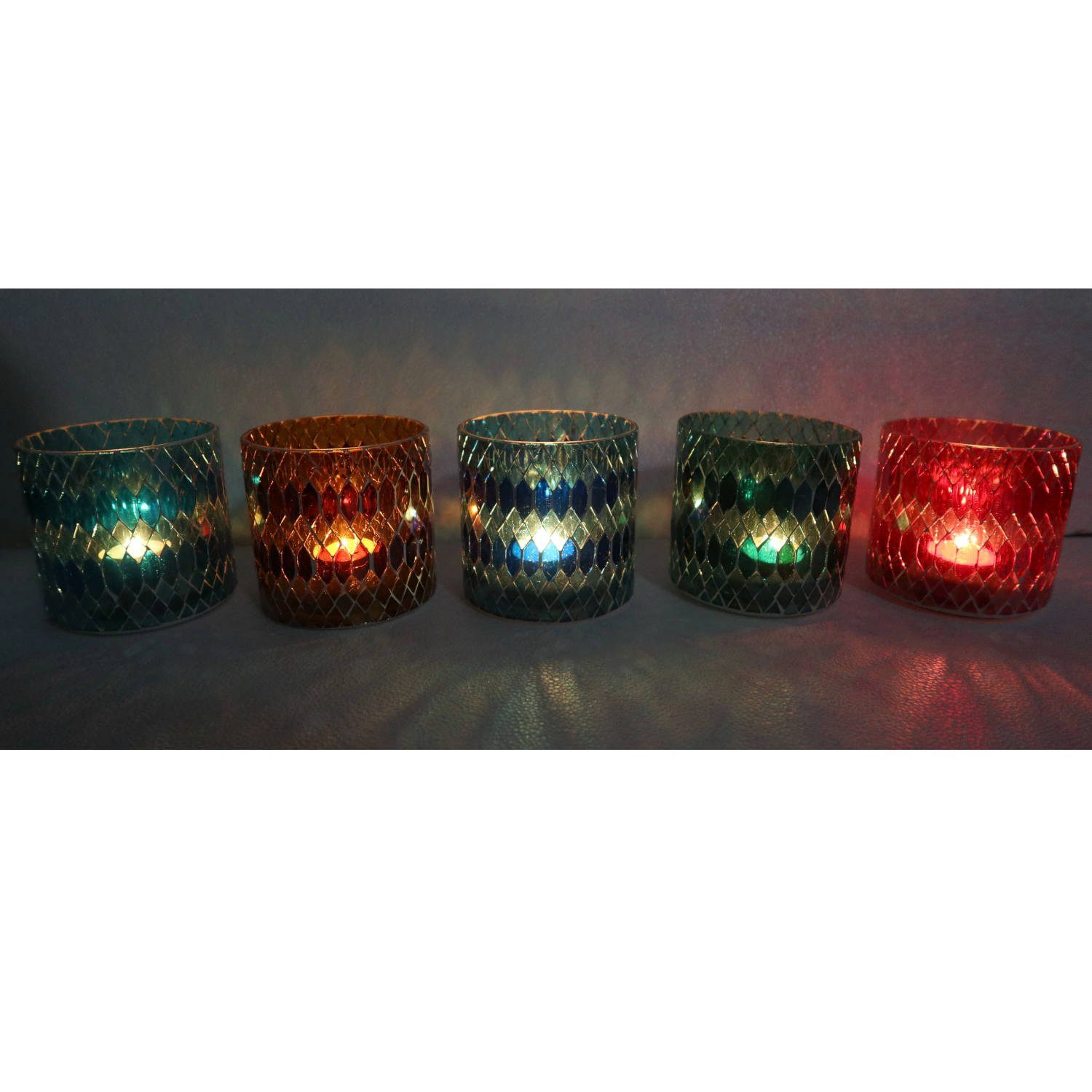 Casa Moro Windlicht Marokkanisches Mosaik Glas Windlicht Rayan M 5er