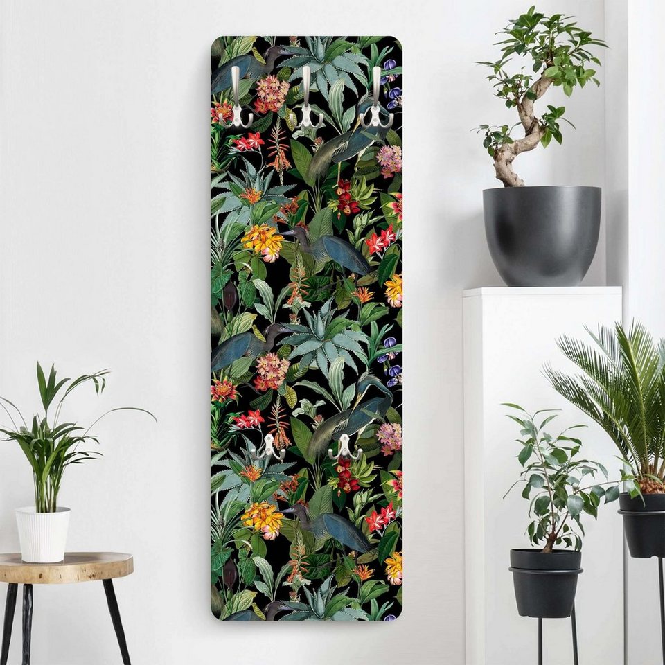 Bilderdepot24 Garderobenpaneel Bunt Botanik Tropisch Kunst Muster Tiere