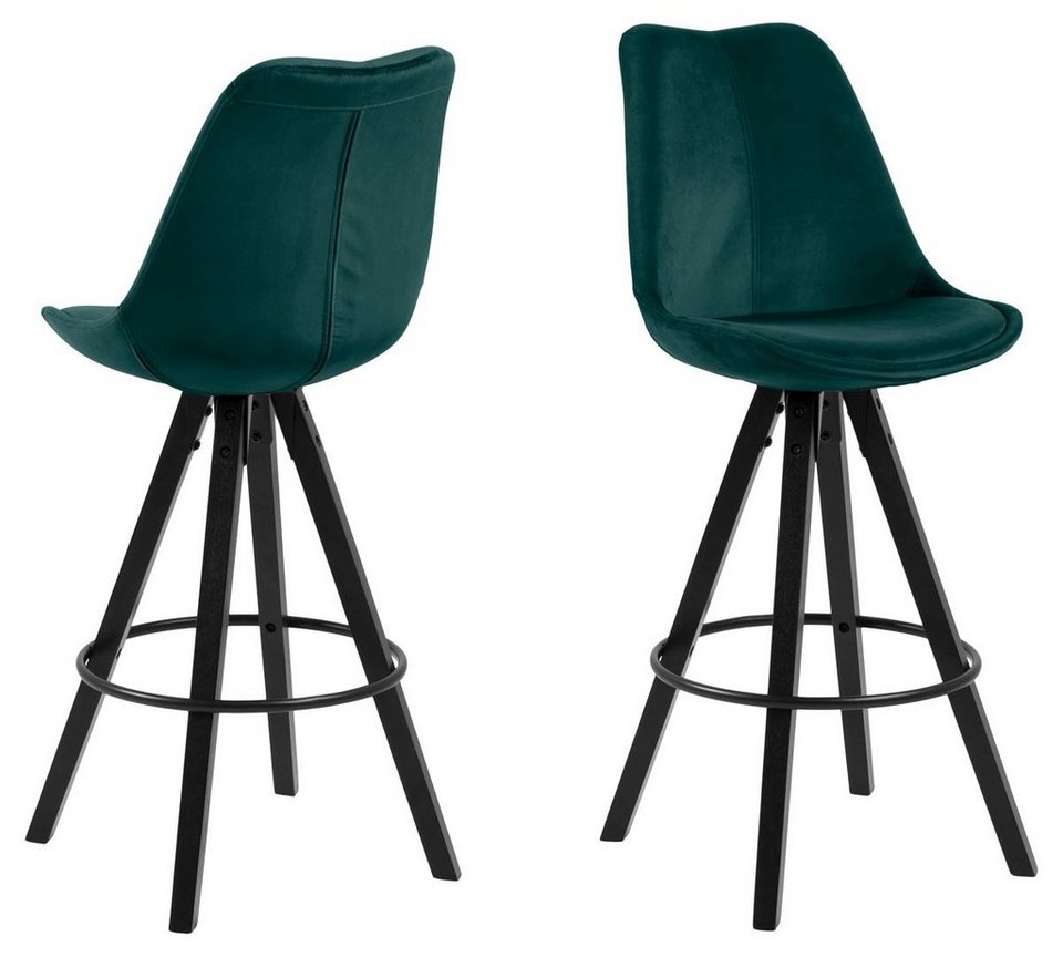 Ebuy24 Barhocker 2er Set Dima Barhocker Schalenstuhl Grün Schwarz