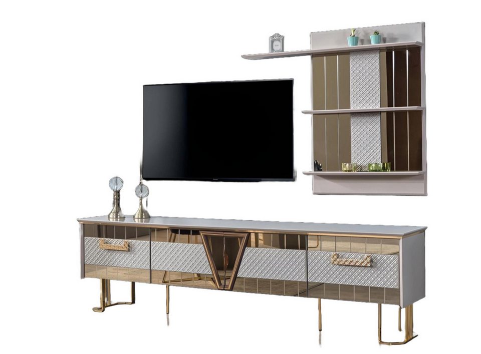 Xlmoebel Wohnwand Moderne Holz Wohnwand Mit Regalen Und Tv Ständer