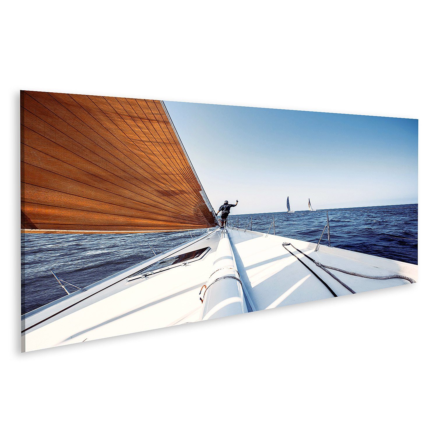 islandburner Leinwandbild »Bild auf Leinwand Segeln Schiff Yachten mit weißen Segeln in einer ...