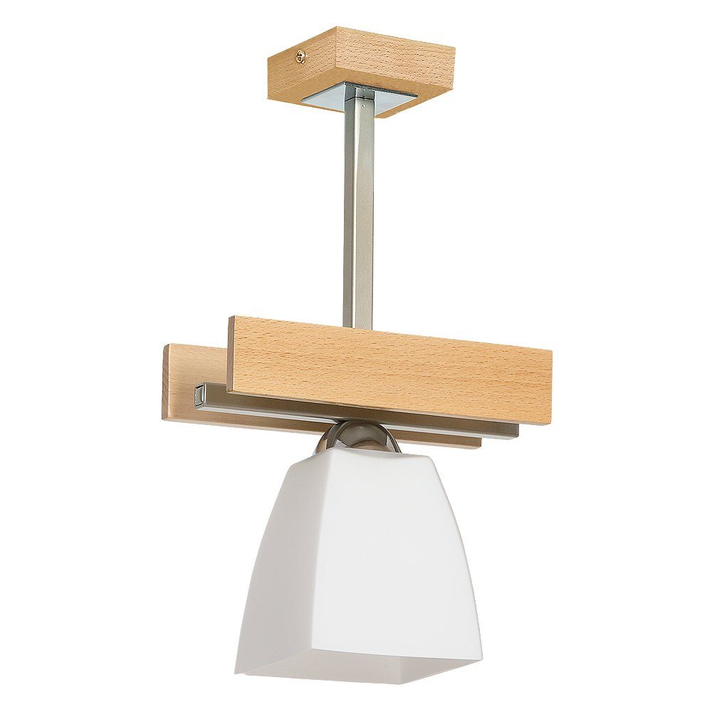 Licht Erlebnisse Deckenleuchte Beta Deckenlampe E27 Weiß Natur Glas