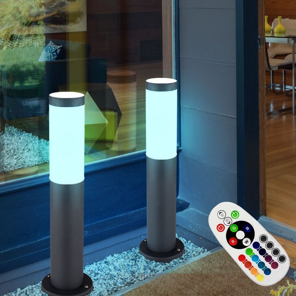 Etc Shop Sockelleuchte 2er Set Rgb Led Außen Sockel Lampe Dimmbar