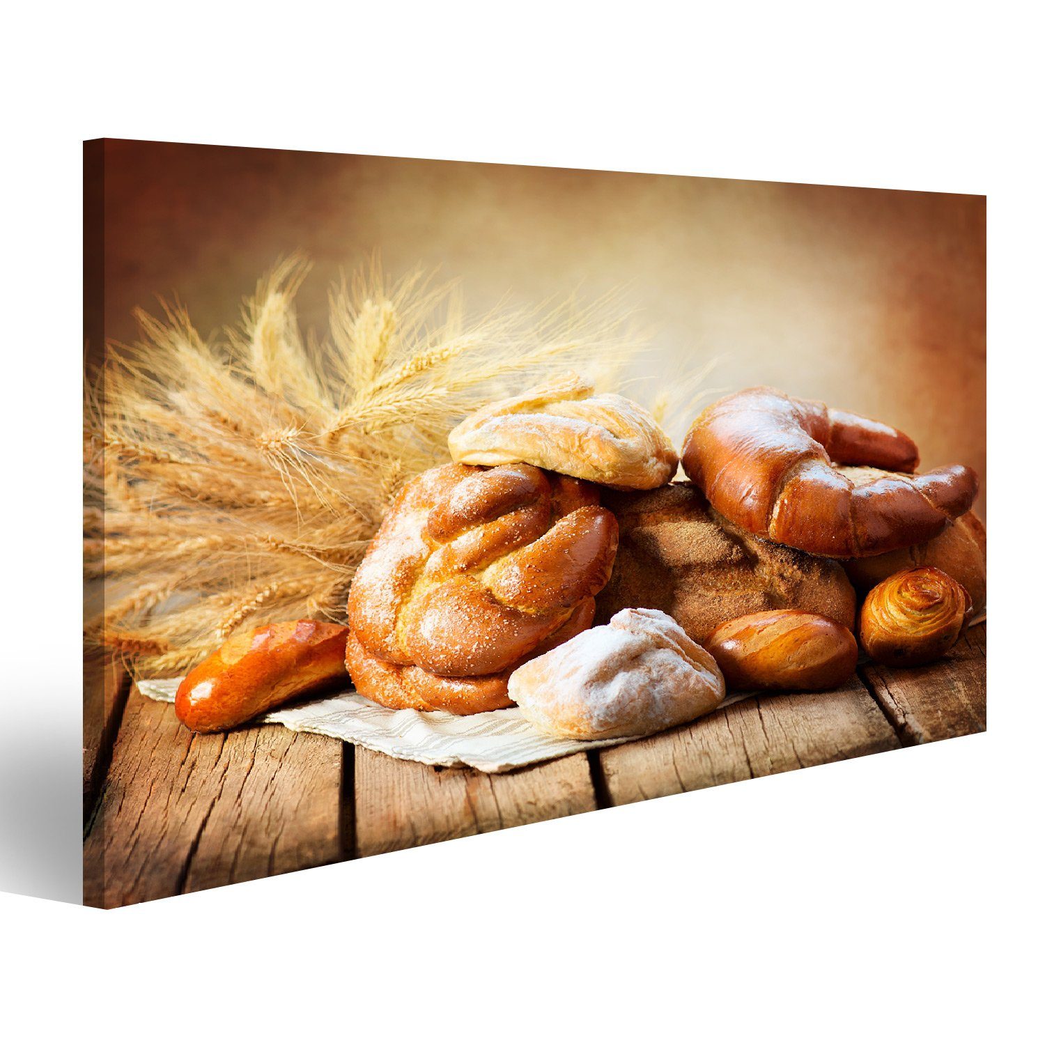 islandburner Leinwandbild Bild auf Leinwand Bäckerei Brot Auf Einem Holztisch Verschiedene Brot