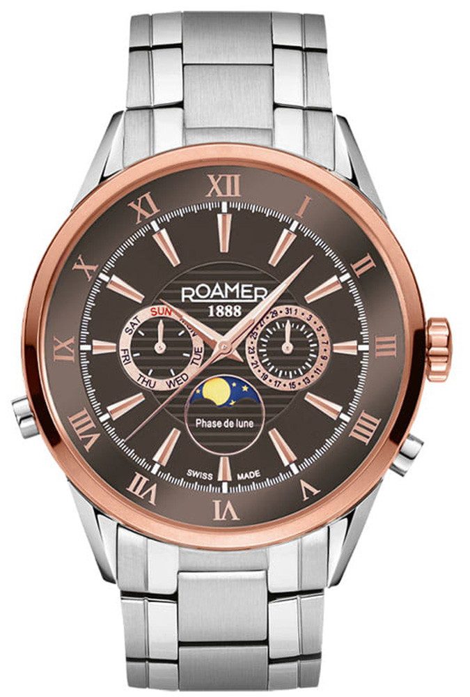 Roamer Schweizer Uhr Superior Moonphase, Das Gehäuse ist aus Edelstahl ...