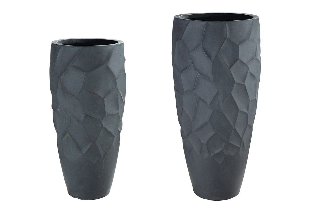 Gilde Dekoobjekt Fiberglas Pflanzgefäß Roca 2er Set Moderne Akzente