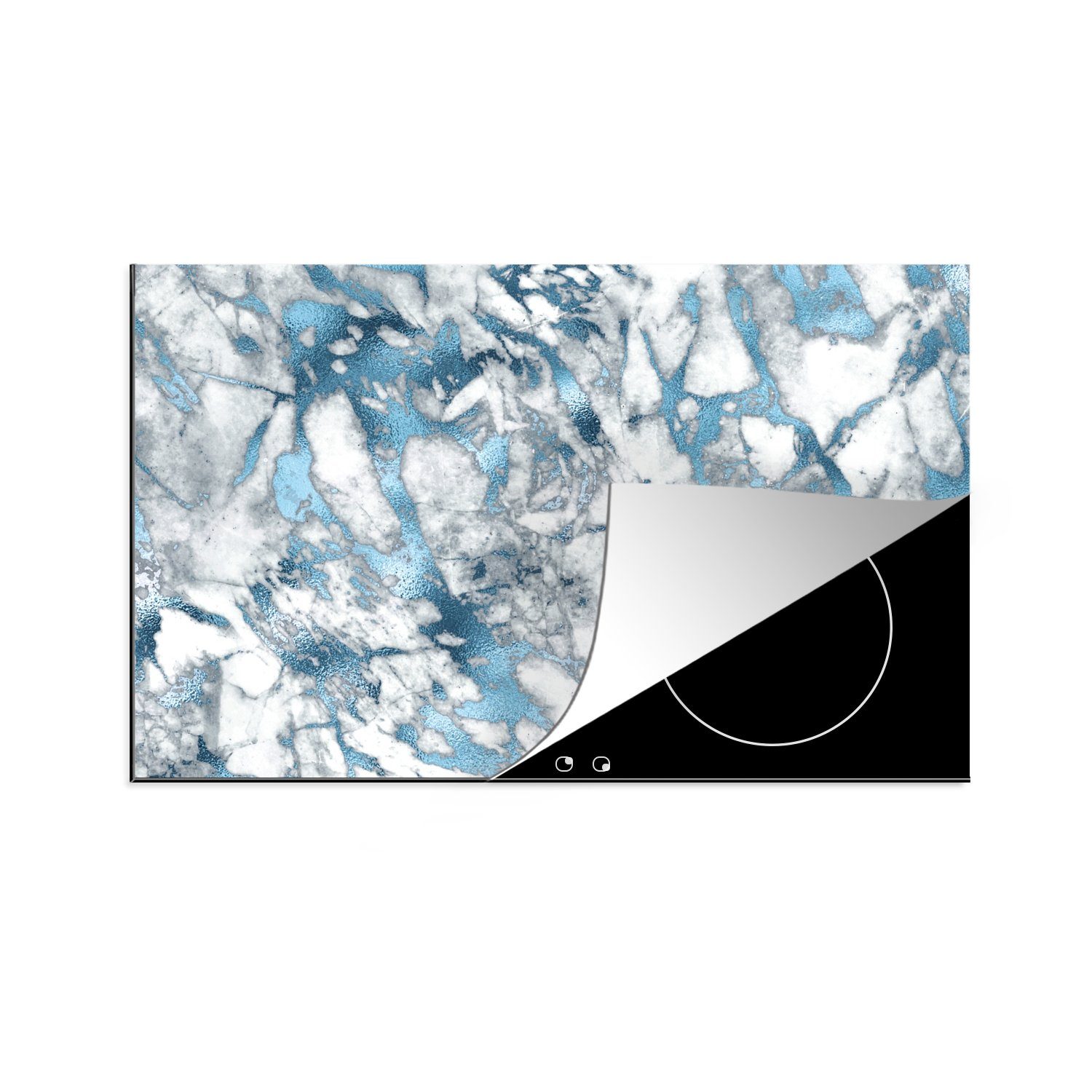 Muchowow Herdblende Abdeckplatte 76x515 Cm Marmor Luxus Silber