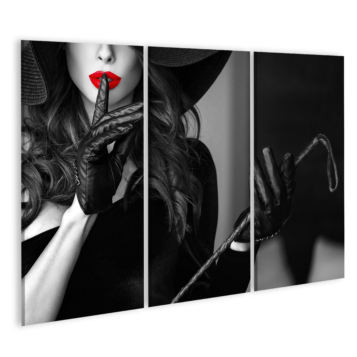 islandburner Leinwandbild Bild auf Leinwand Sexy Frau Hut Zeigen No Talk Selektive Färbung Domin