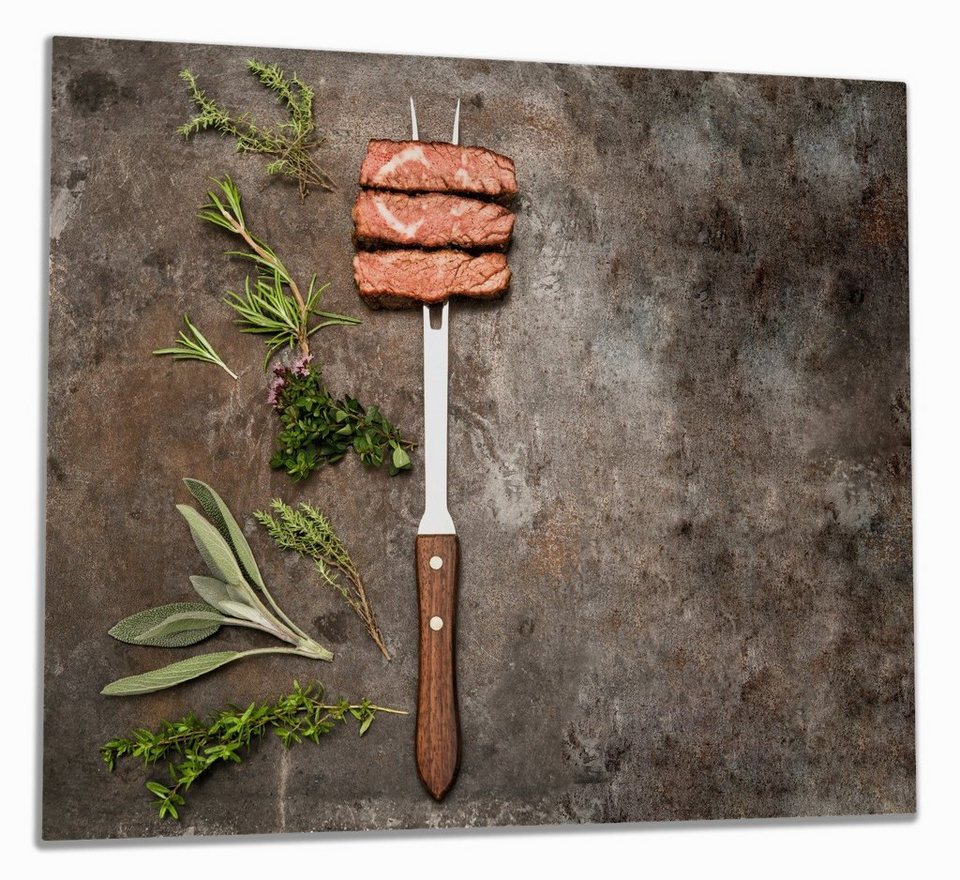 Wallario Herd Abdeckplatte Grillfleisch Mit Frischen Kräutern Esg