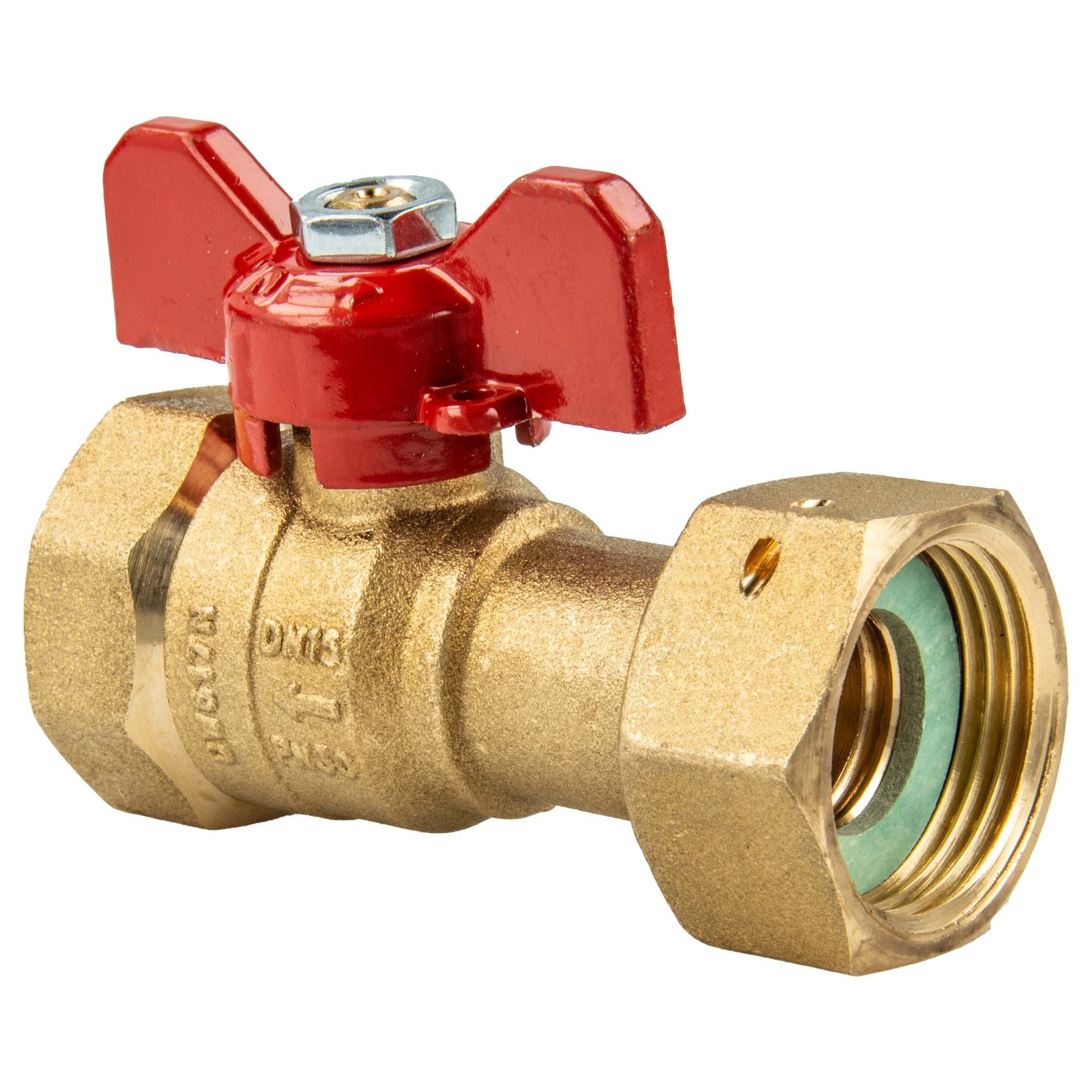 tecuro Kugelhahn Messing-ÜWM x IG - Flügelgriff rot