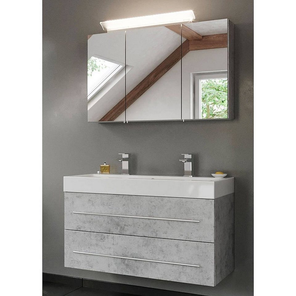 Lomadox Waschtisch Set Lissabon 02 Spar Set 2 Tlg In Beton Optik