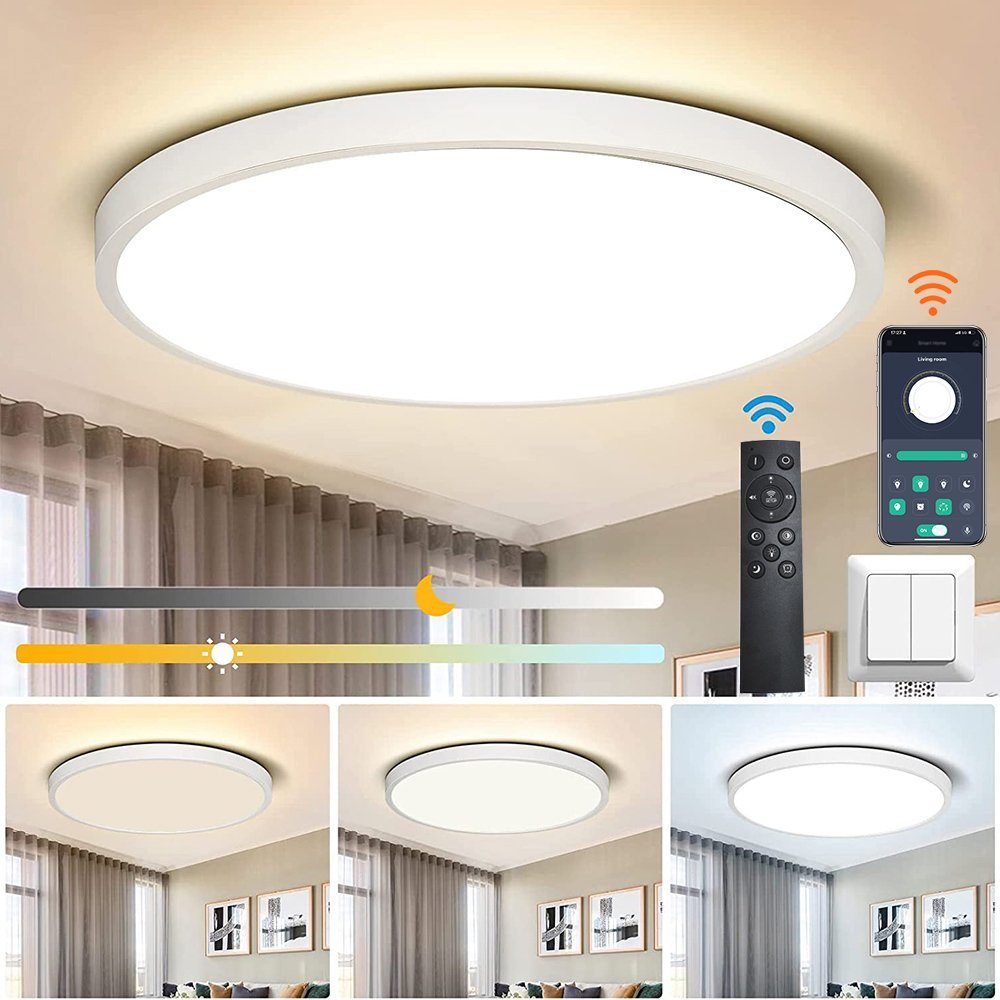 Mupoo Deckenleuchte Led Deckenleuchte Dimmbar Mit Fernbedienung