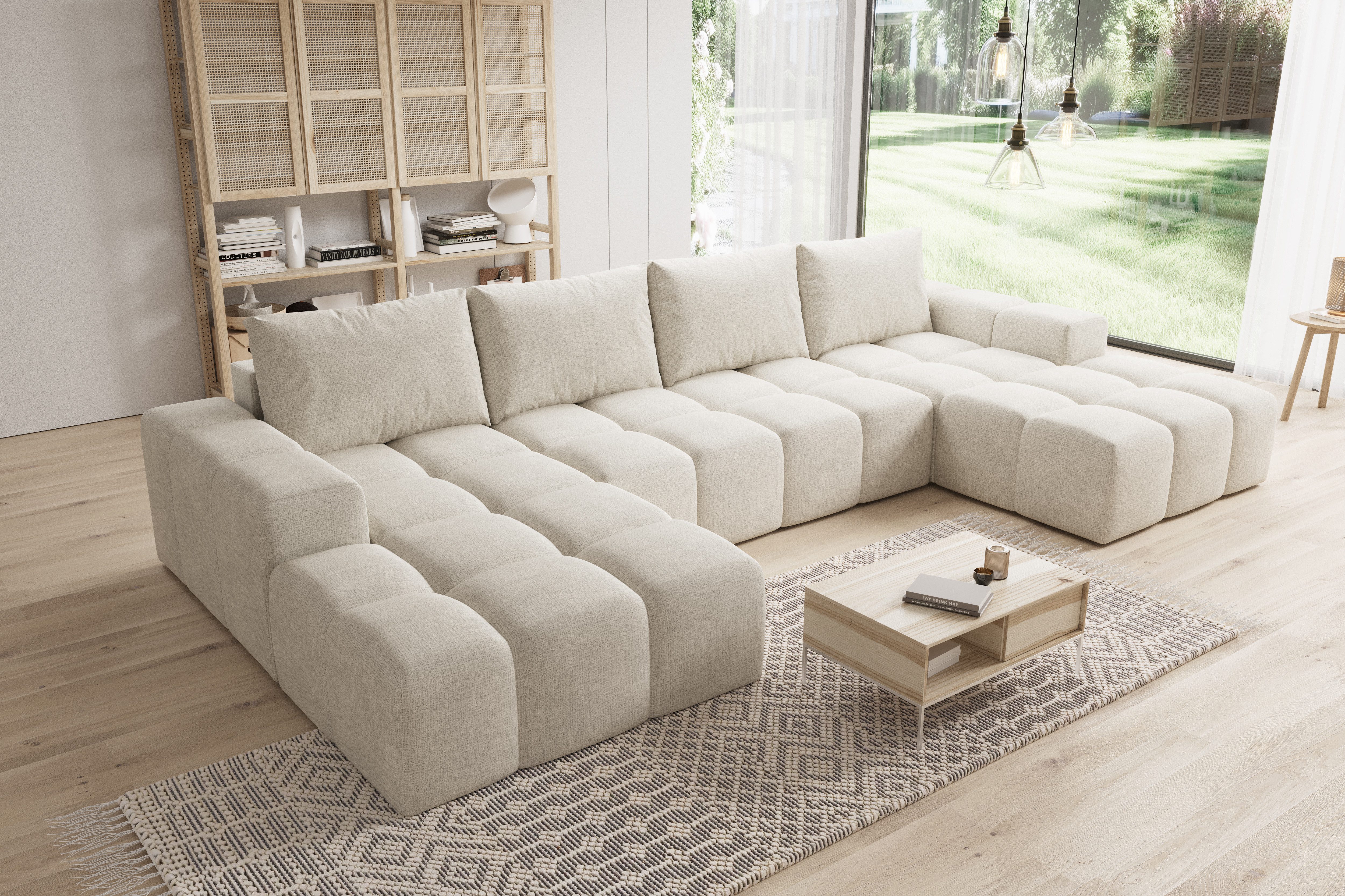 PROMETO Möbel Ecksofa Couch U-Form, Sofa U-Form Teddy-Bouclé, WebStoff ...