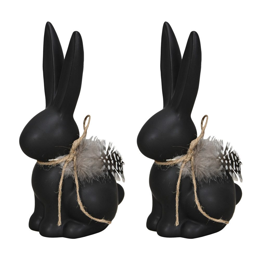 Posiwio Osterhase 2tlg Dekohase Feather Schwarz H17cm Osterhase Mit