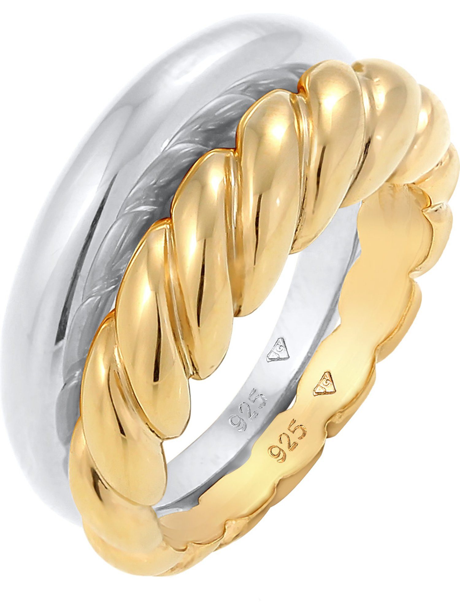 Elli Premium Ring-Set Gedreht Bandring Classic (2 tlg) Set 925 Silber ...