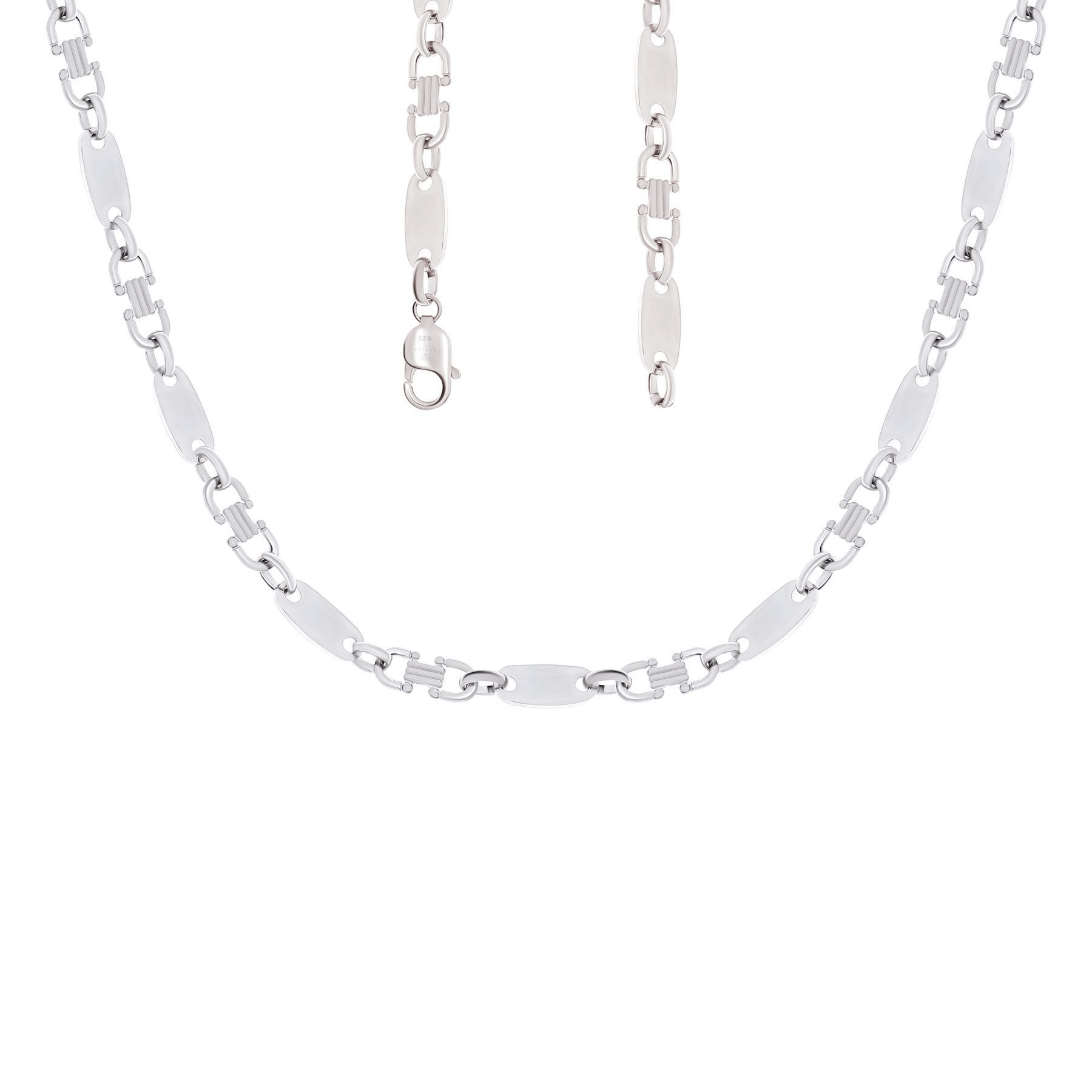 Stella-Jewellery Silberkette 925er Sterling Silber RHD Plattenkette Massiv 5 mm (Plattenketten ...