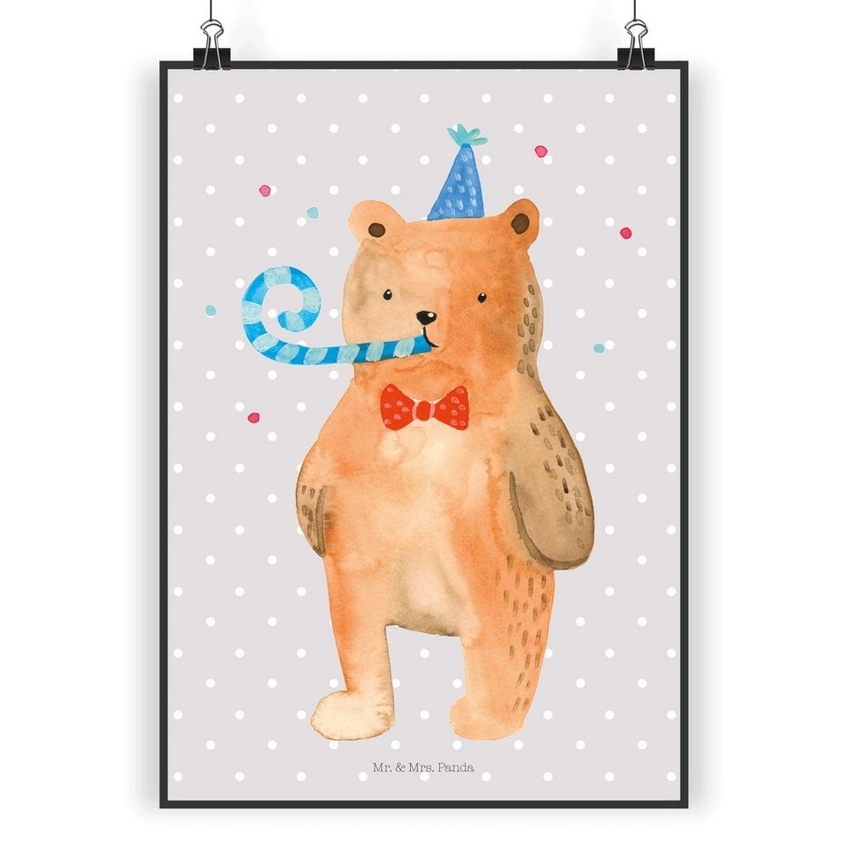 Mr And Mrs Panda Poster Din A5 Bär Geburtstag Grau Pastell Geschenk