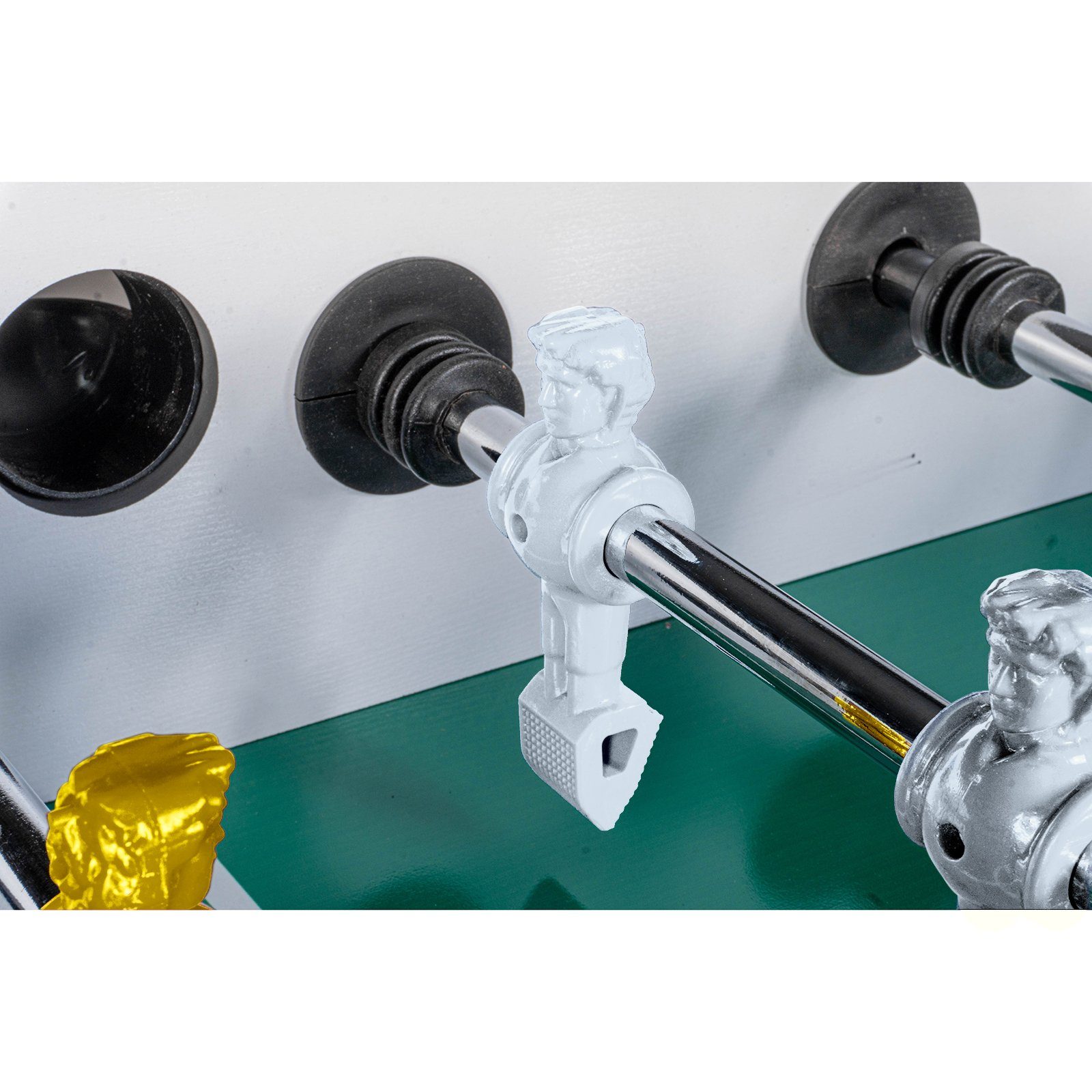 RAMROXX Kickertisch Tischkicker Weiß Schwarz grünes Spielfeld Figuren ...