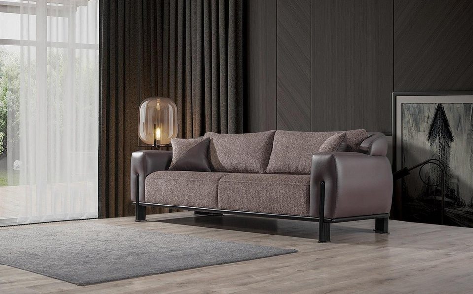 Jvmoebel 3 Sitzer Brauner Wohnzimmer 3 Sitzer Designer Dreisitzer