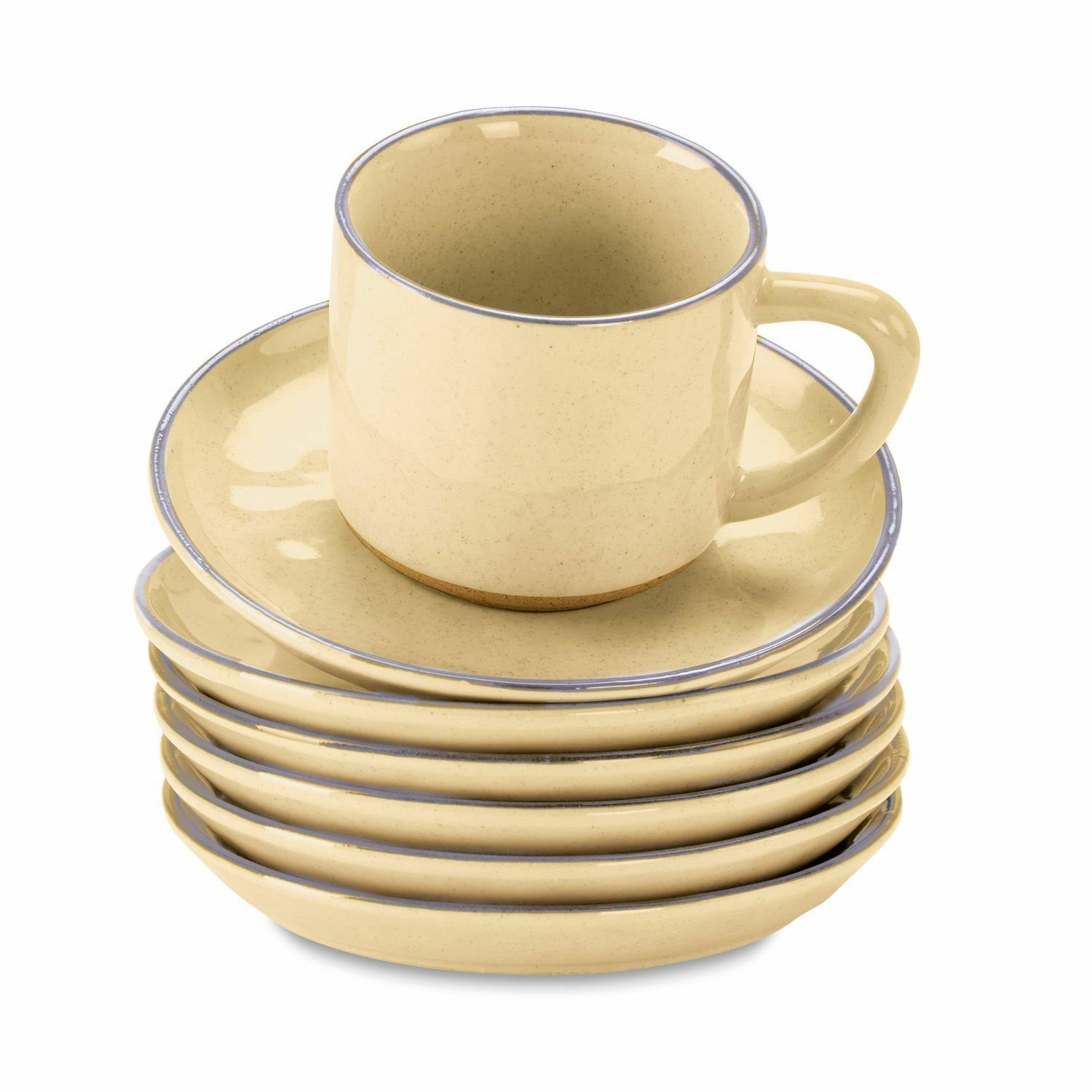 Mirabeau Geschirr Set Tasse Mit Untertasse 6er Set Biarré Gelb Steinzeug