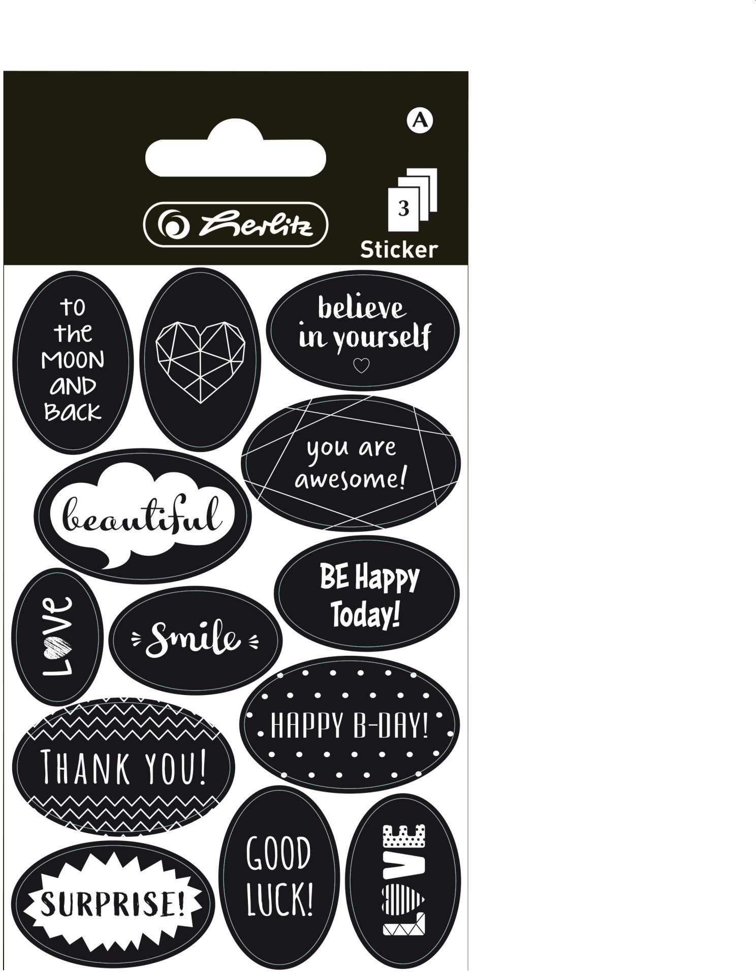 Herlitz Etiketten Sticker-Etikett oval 3 Blatt Just Black