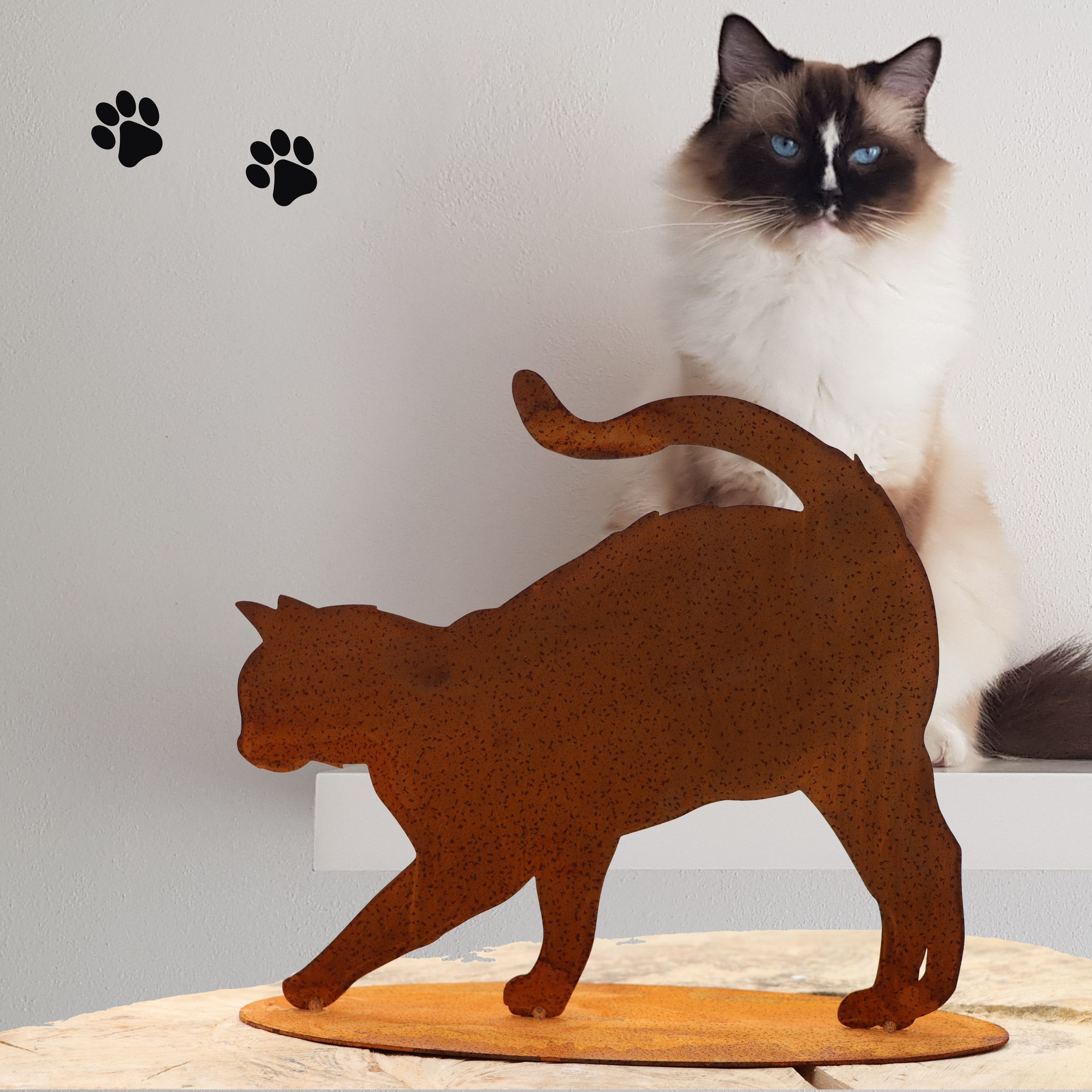Rostikal Gartenfigur Katze aus Cortenstahl Edelrost Metall Deko ...