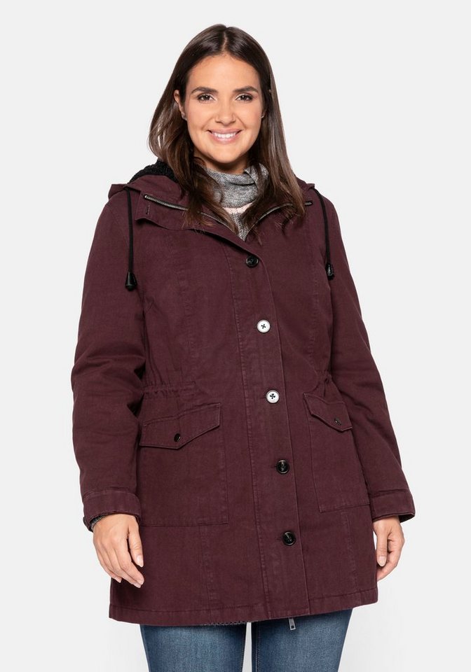 Sheego Outdoorjacke Mit Kapuze Kapuze Mit Teddyfutter Und Tunnelzug