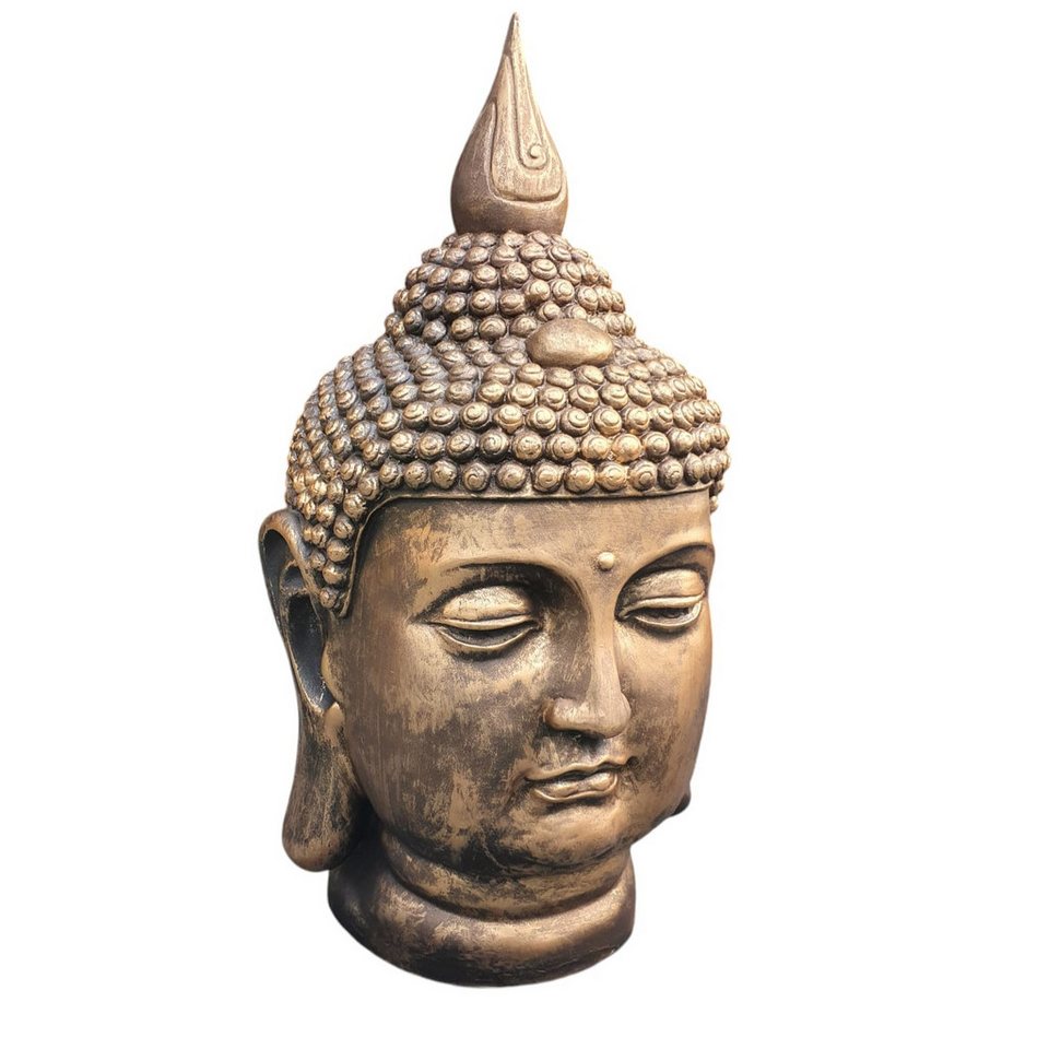 Aspinaworld Gartenfigur Buddha Kopf Figur In Bronze Optik 55 Cm Figur