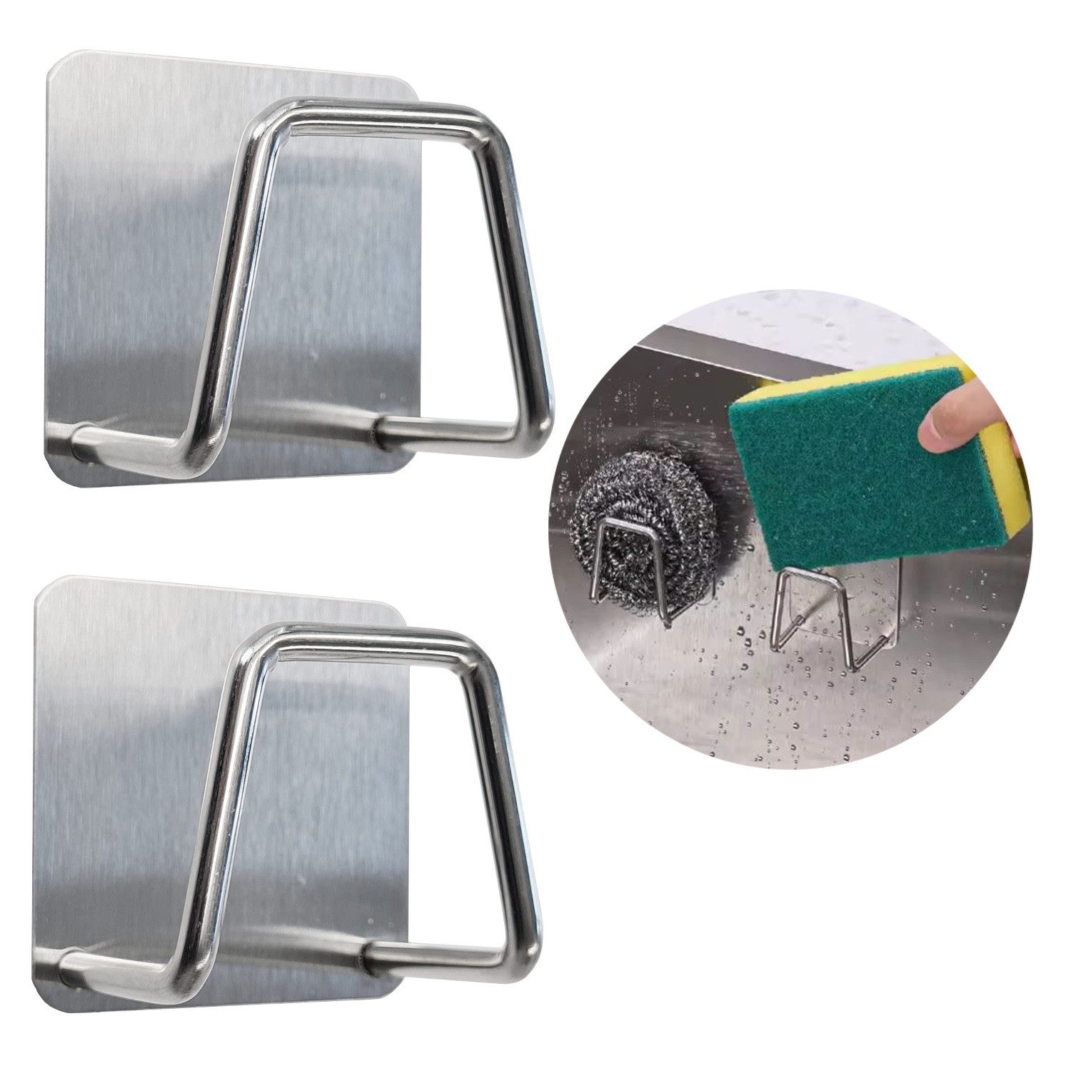 Sanixa Schwammhalter Schwammhalter Edelstahl 2er Set Silber 45 Cm