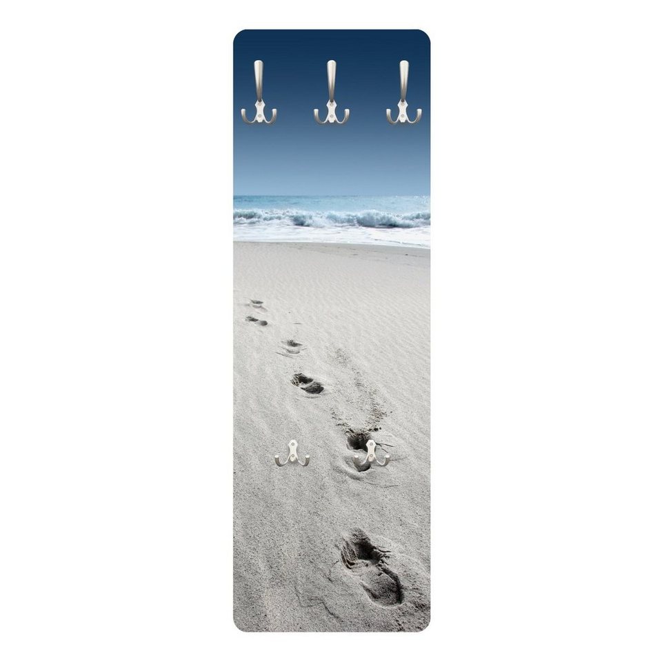 Bilderdepot24 Garderobenpaneel Blau 3d Optik Natur Strand Meer Spuren