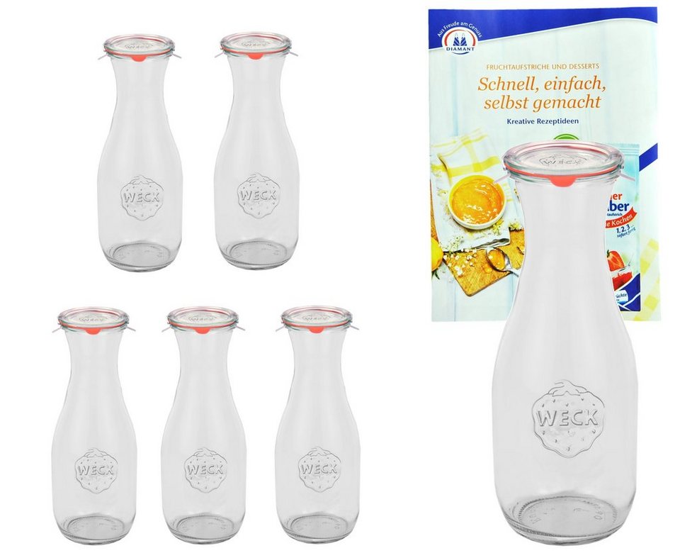 Mambocat Einmachglas 6er Set Weck Gläser 1062ml Saftflasche Glasdeckel