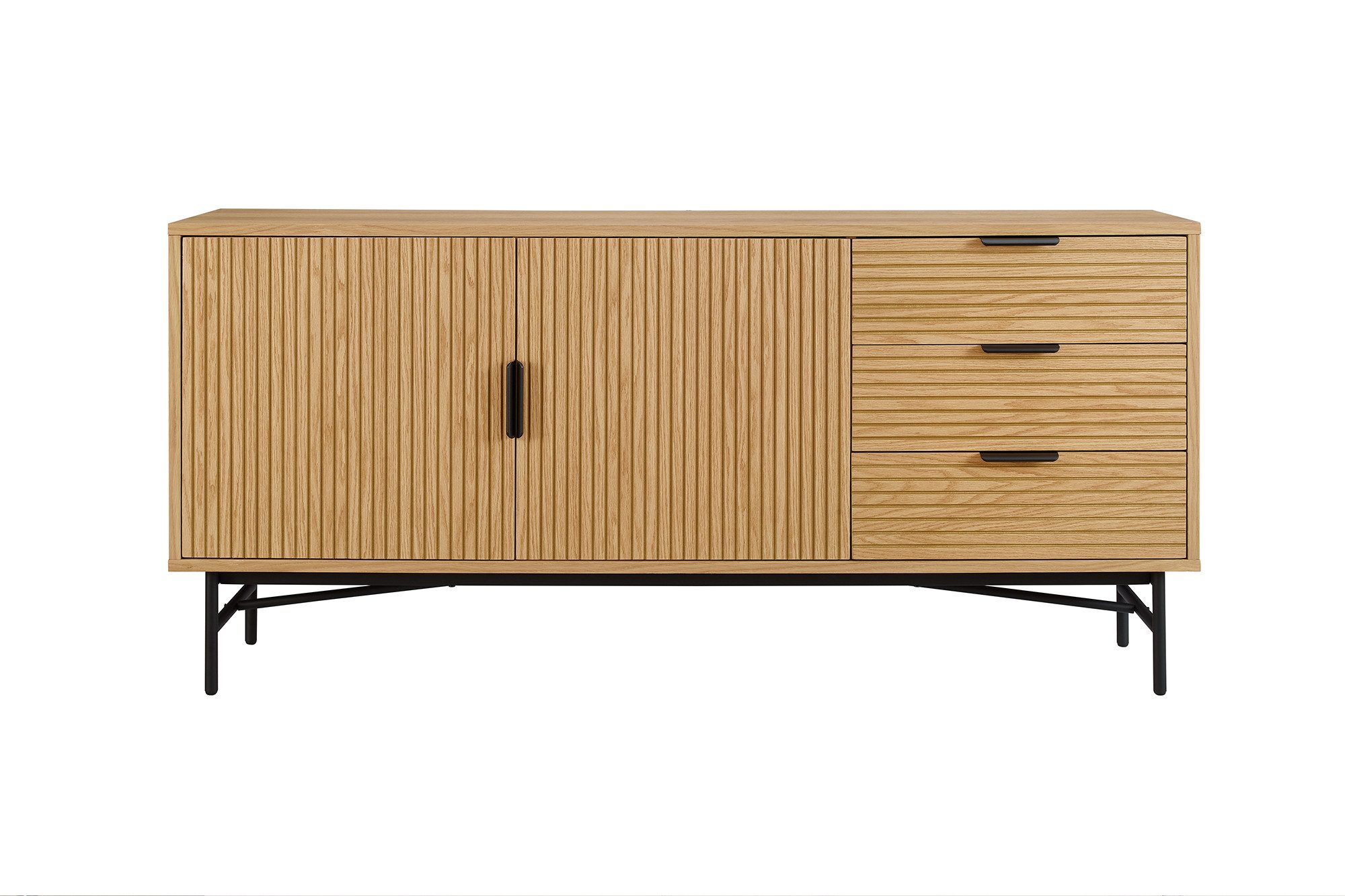 dynamic24 Sideboard Tampere, Kommode 160 cm Eiche Echtholzfurnier