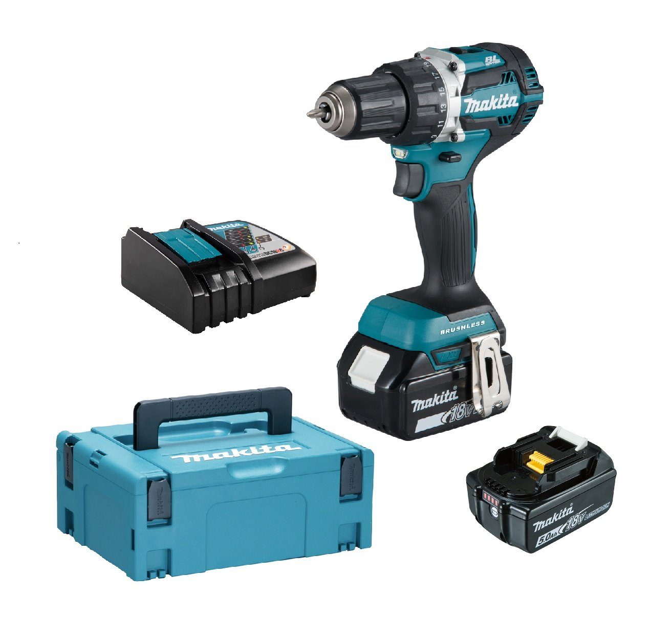 Makita Akku-Bohrschrauber DDF484BJX1, 18 V, max. 2000,00 U/min, inkl. 2 Akkus und Ladegerät