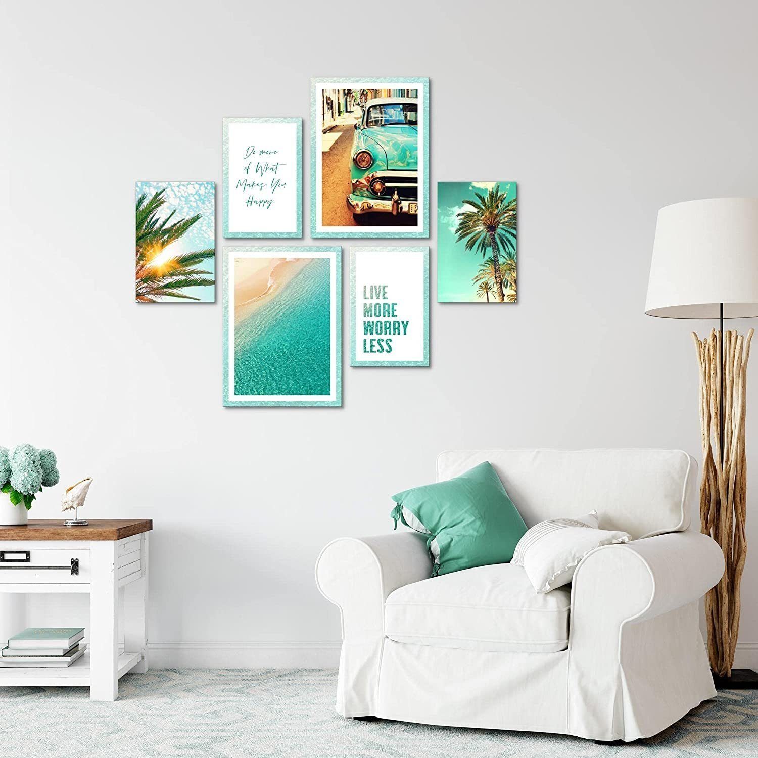 Novart Wandbild Wandbilder Meer AUFHÄNGFERTIG Strand Bilder Wohnzimmer Schlafzimmer, Strand 90x80 cm